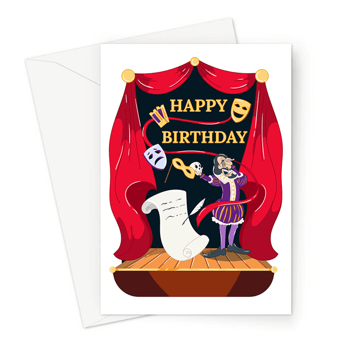 Theatrical Birthday Card – "Happy Birthday" with Performing Arts Theme ...