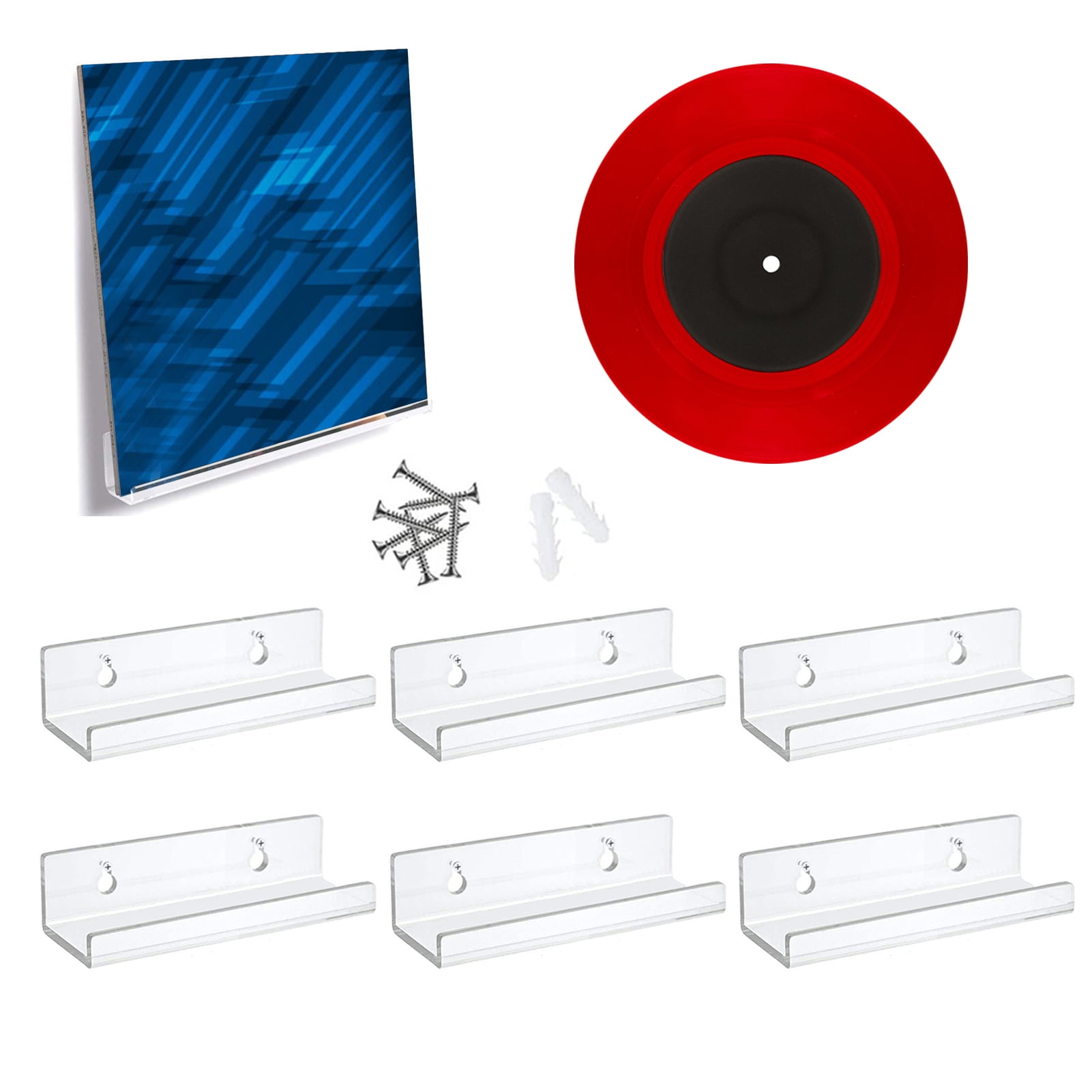 Thehsnt 1Pc/6Pcs Vinyl Record Shelf, Wall Mount Sleek Music Album ...