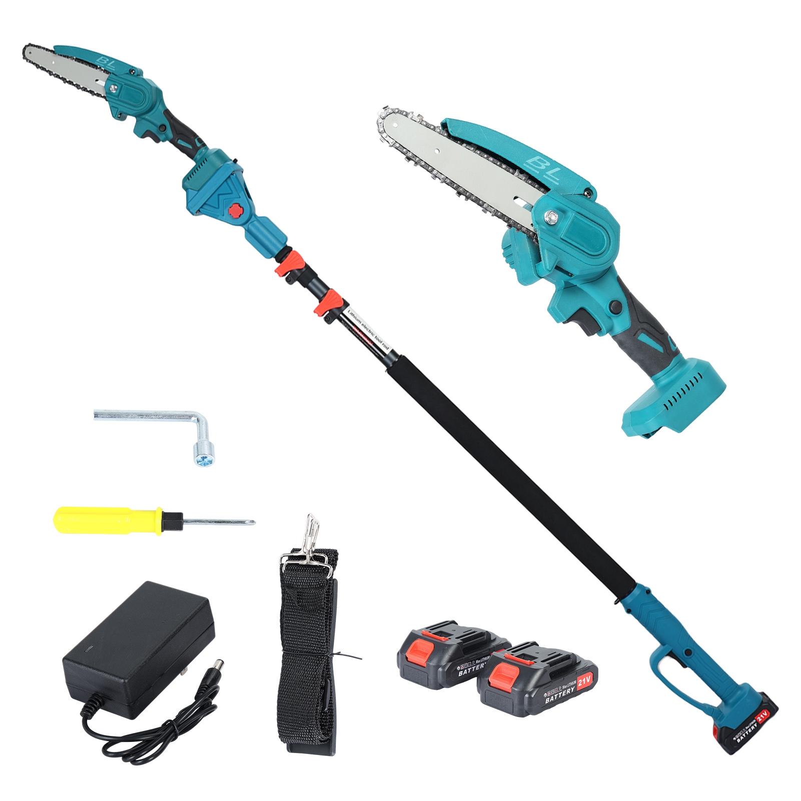 Thehsnt 2-in-1 Cordless Pole Saw & Mini Chainsaw, 6-inch Brushless ...