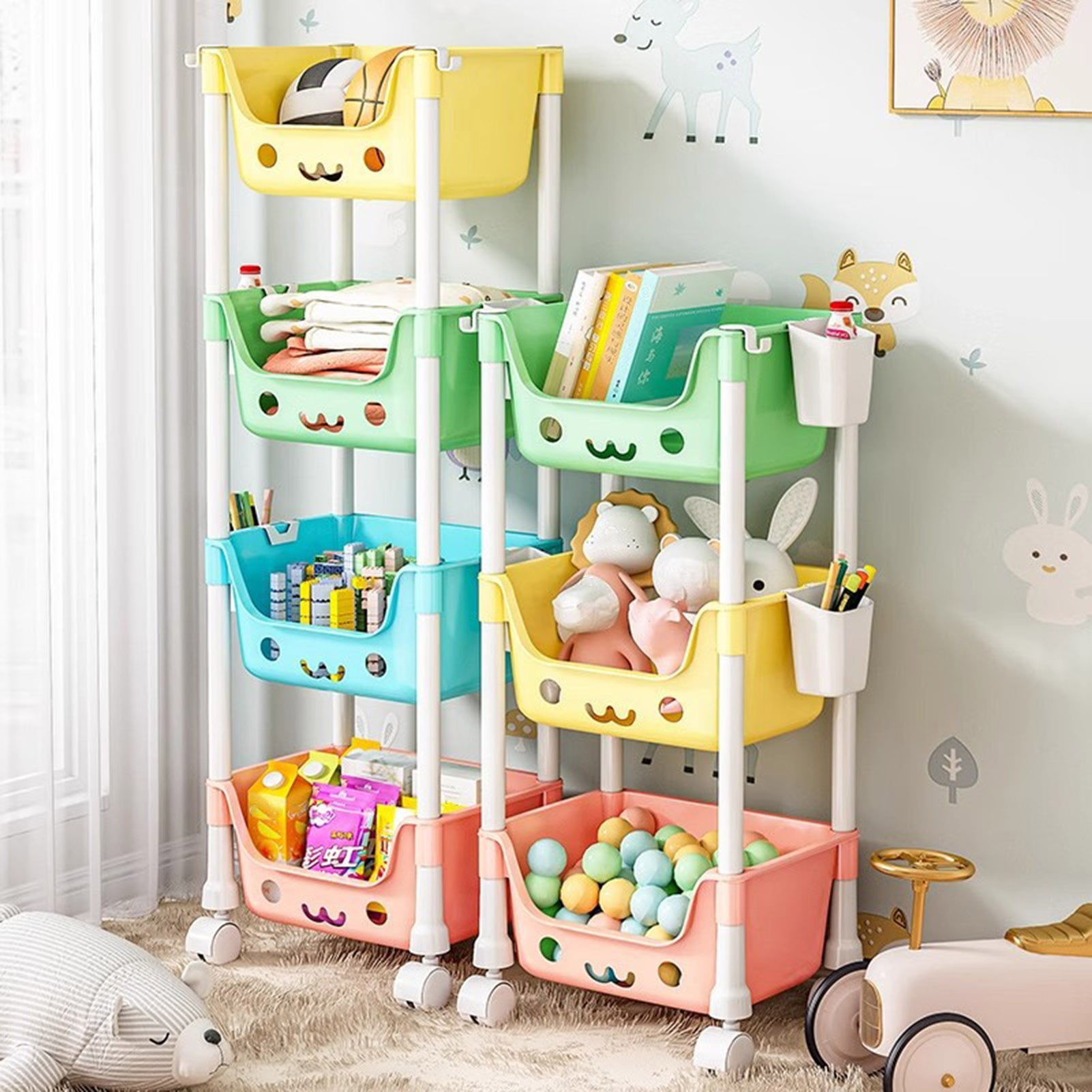 Thehsnt 4Tier Rolling Cart Storage Box with 360-Degree Wheels, Sturdy ...