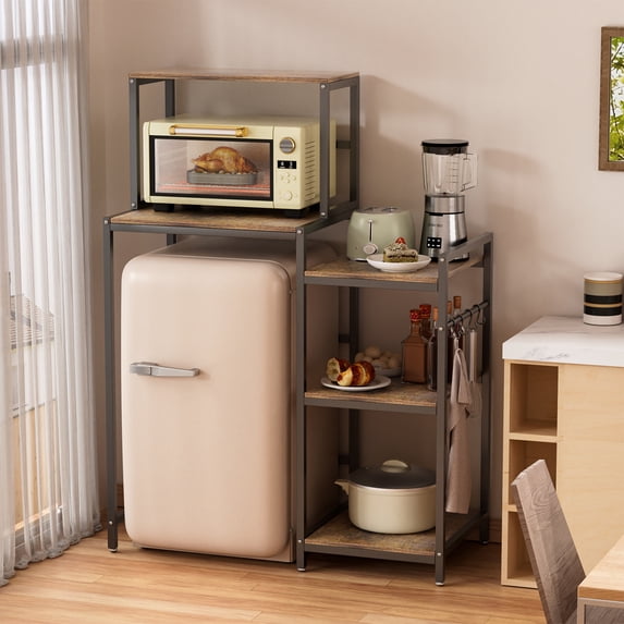 Thehsnt 5-Tier Kitchen Storage Rack, Mini Fridge Stand with Shelves ...
