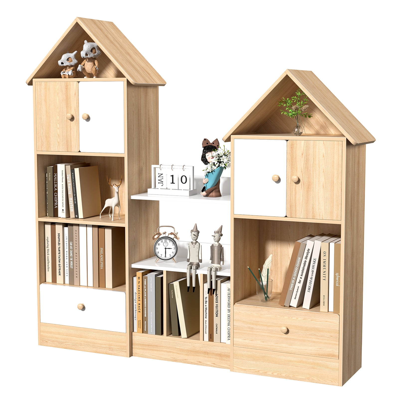 Thehsnt Castle Shaped Bookcase, Multi Tier Combination Bookshelf, U ...