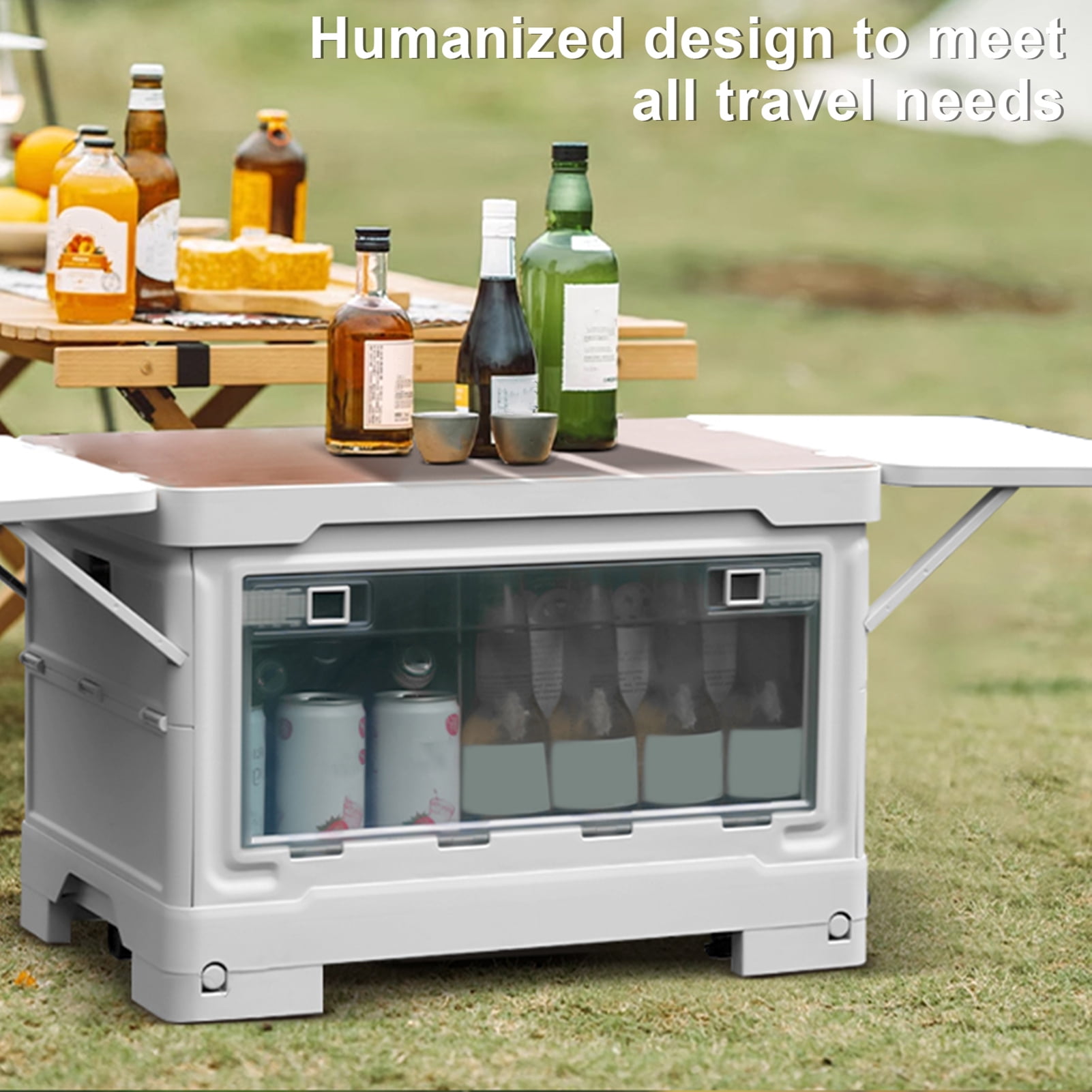 Thehsnt Folding Camping Table Storage Box with Wheels 3 in 1 Compact ...