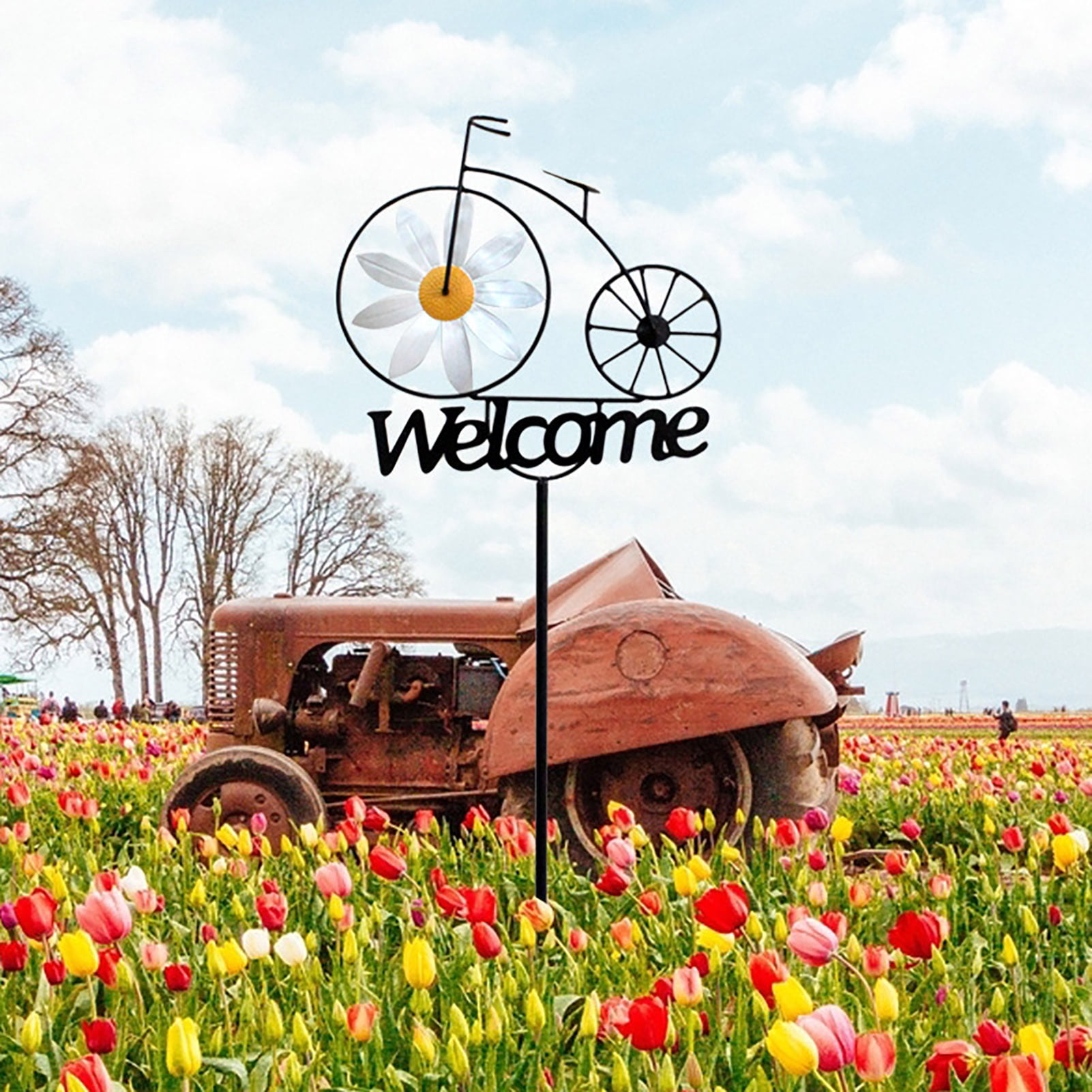 Thehsnt Garden Windmill Iron Bicycle for Yard Garden Patio - Walmart.com