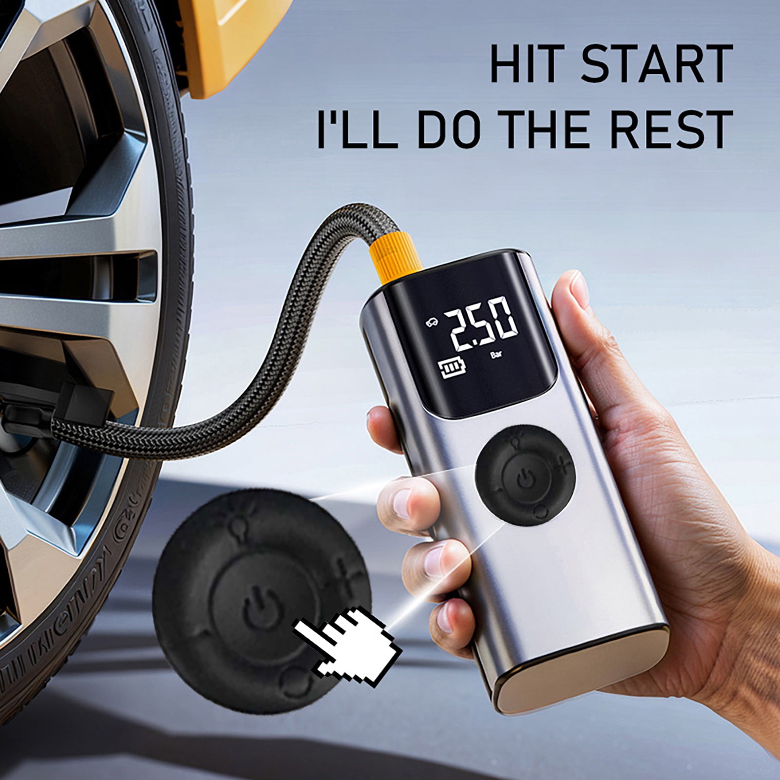 Thehsnt Tire Inflator Portable Air Compressor 4000mAh 160PSI Car Tire ...