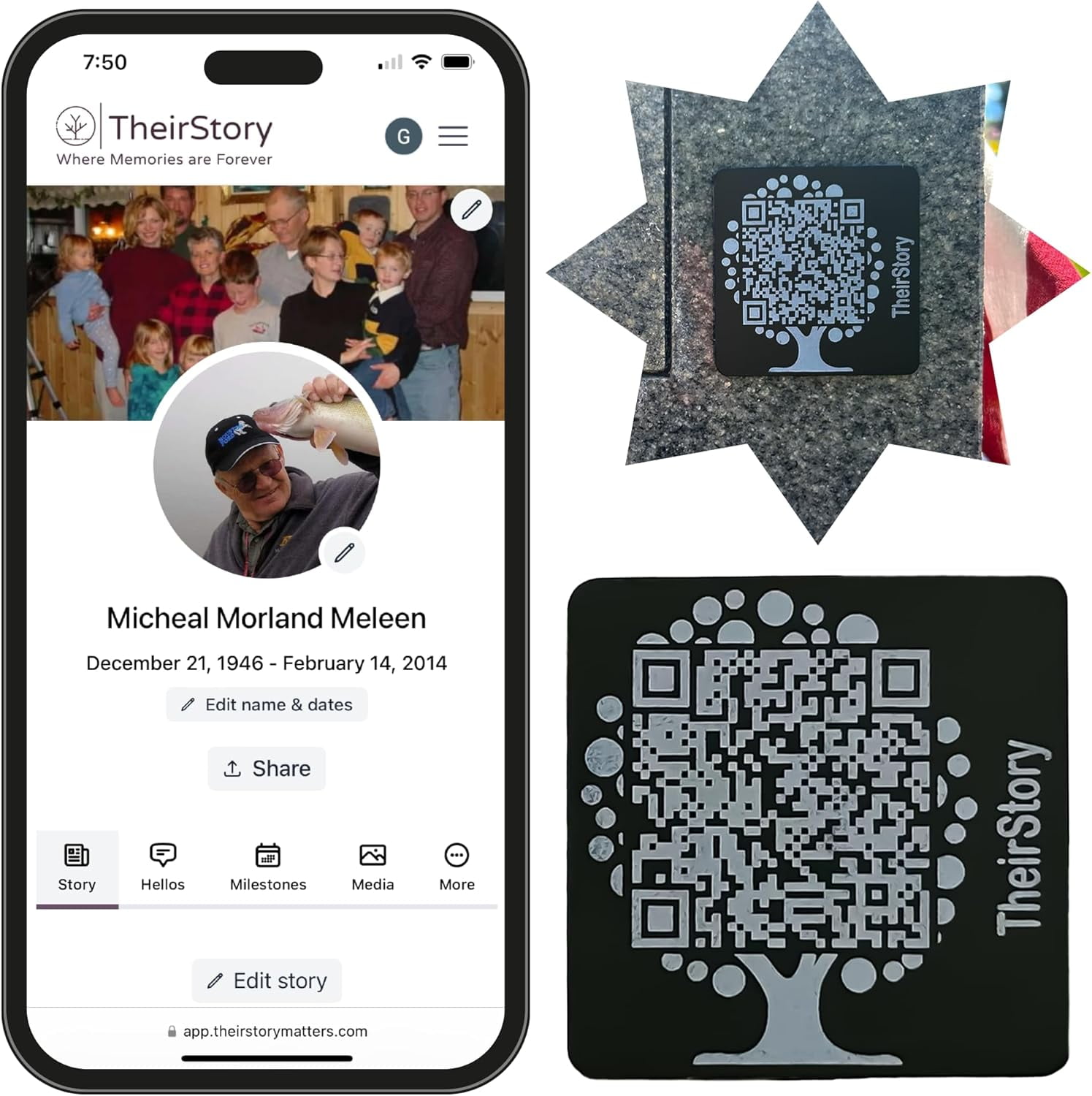 Their Story Gravestone Tags - Scannable QR Code - Preserve Memories ...