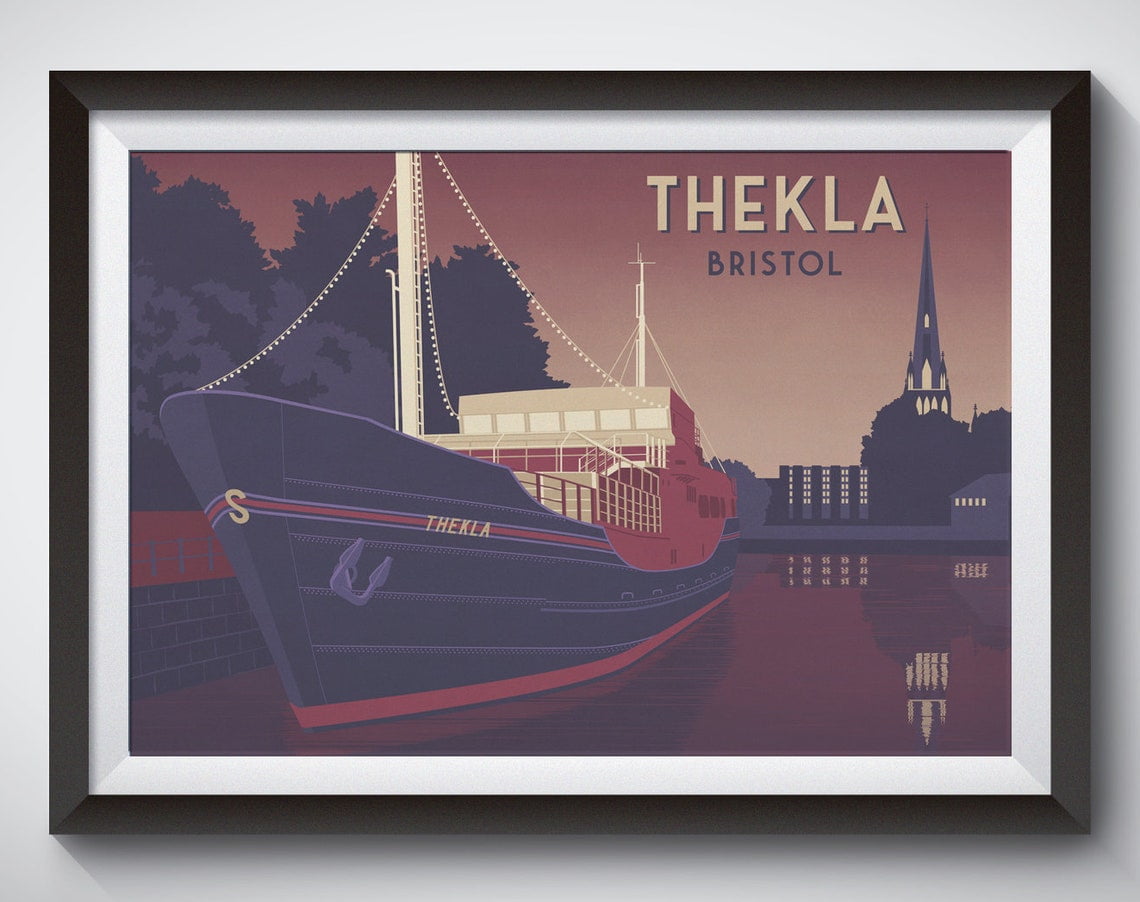 Thekla Bristol Poster, Music Venue Print, Bristol Travel Poster Gift ...