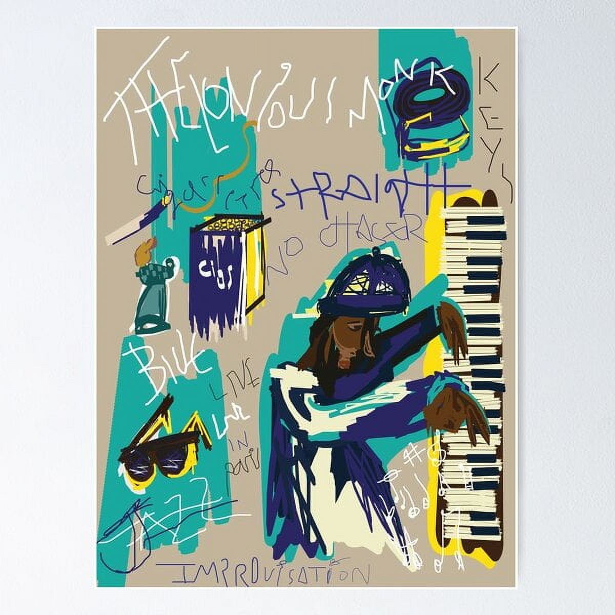 Thelonious Monk Neo Expressionism Street Art Poster Wall Art, Modern ...
