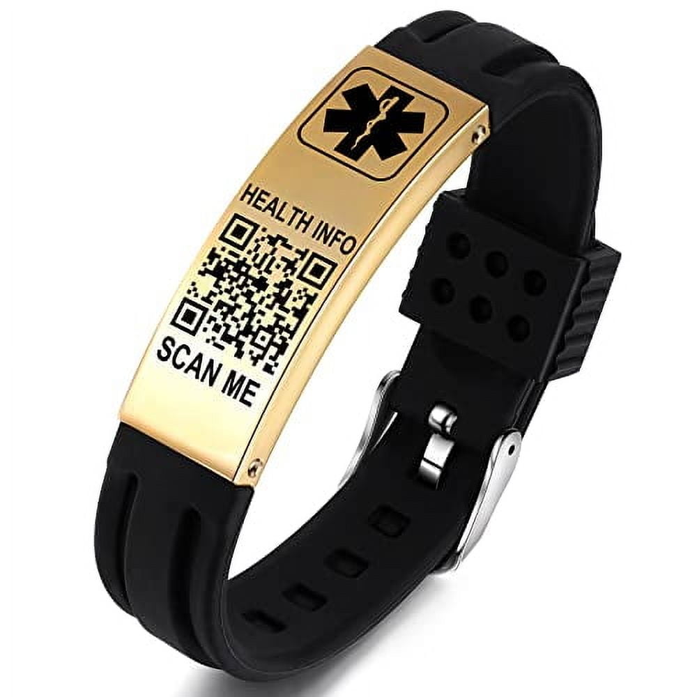 Theluckytag Medical Bracelets for Men Women with QR Code Medical Alert ...
