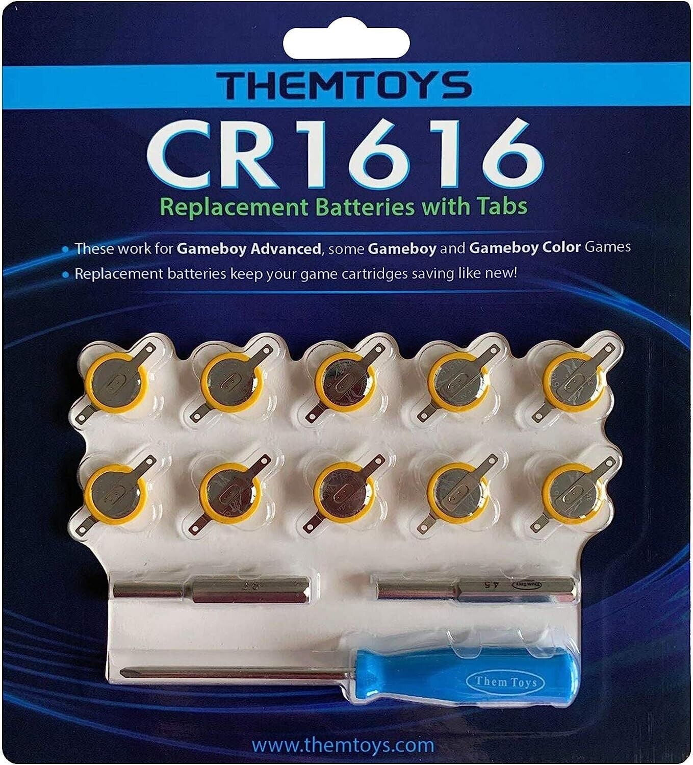 ThemToys Tabbed CR1616 Battery with Solder Tabs 10x 3V Lithium Battery ...