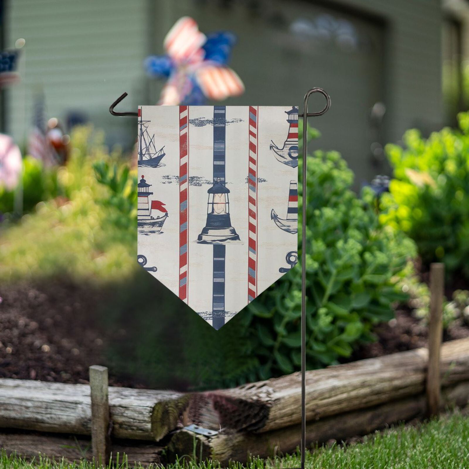 Theme Anchors Wheels Garden Flag 18" x 12.5" Double Sided Yard Lawn ...