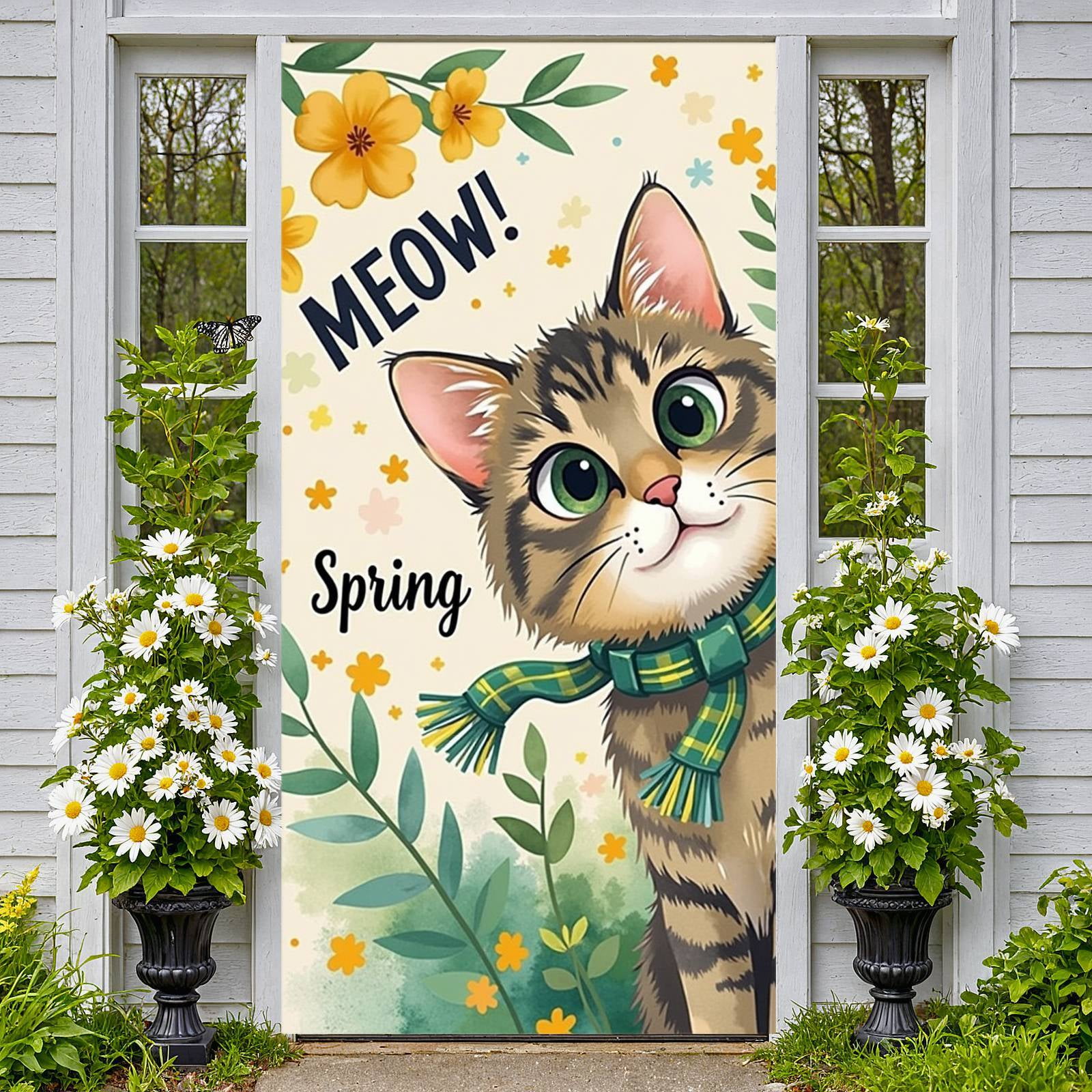 Theme Meow Spring Banner Spring Style Floral Backdrop Cute Design ...