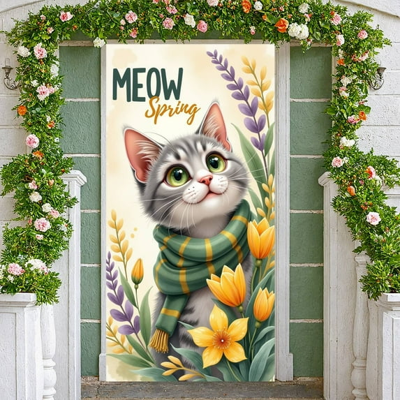 Theme Meow Spring Banner Spring Style Floral Backdrop Cute Design ...