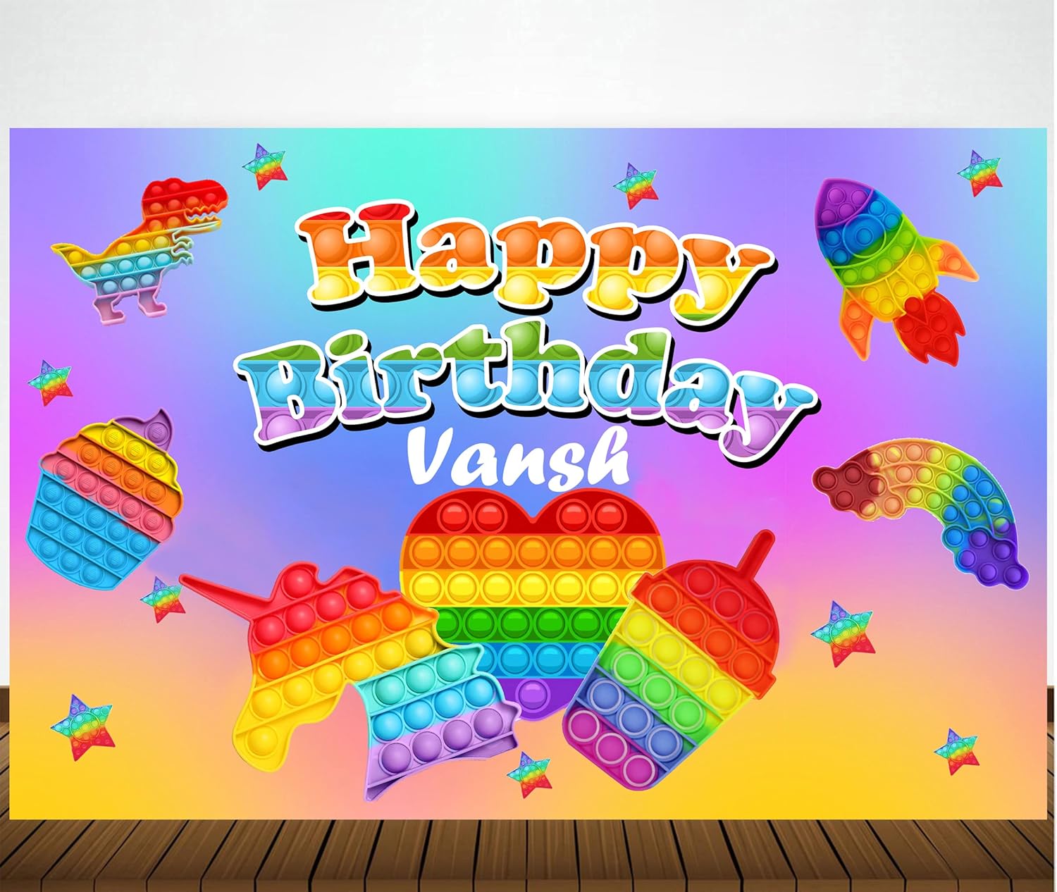 Theme My Party pop it theme birthday backdrop for birthday decoration ...