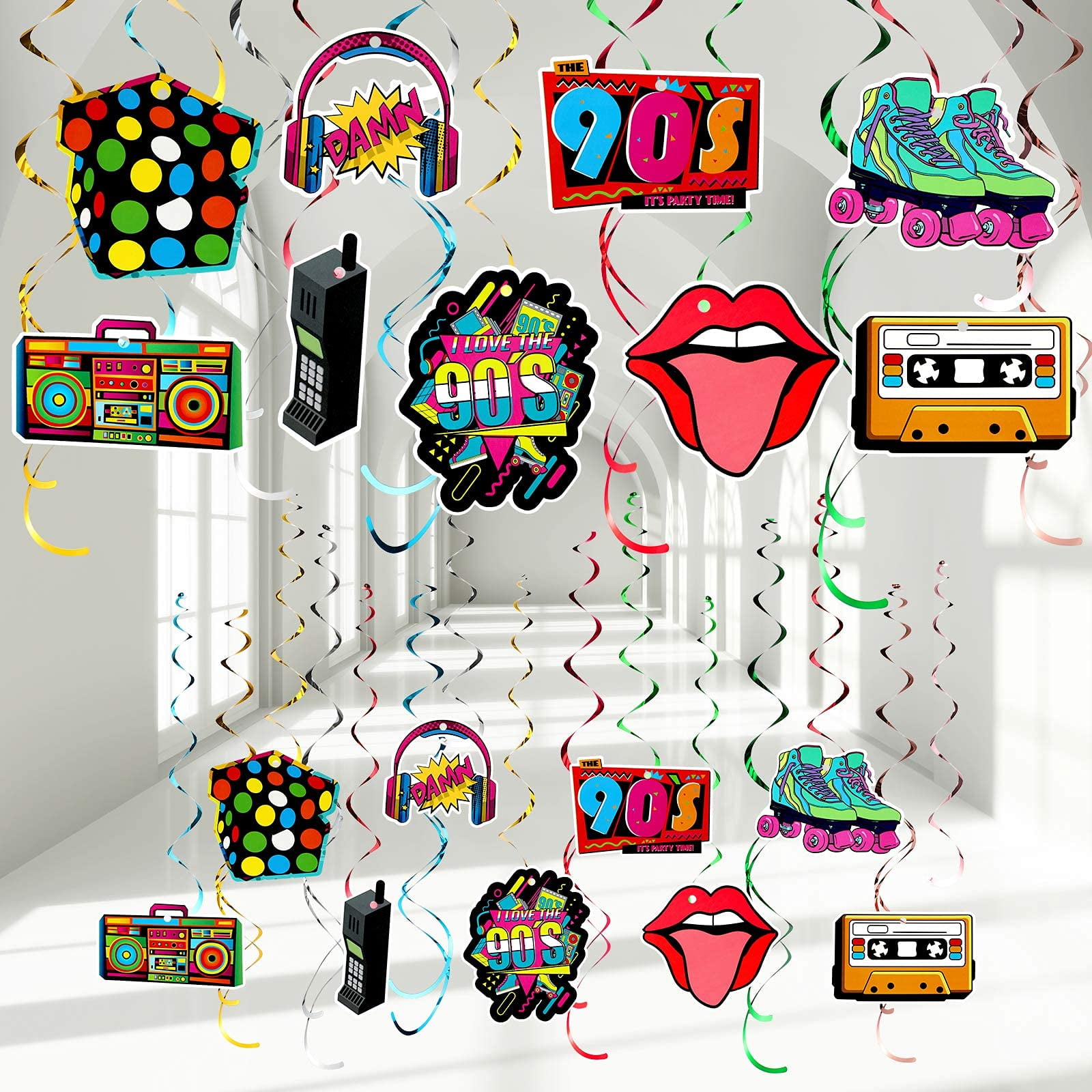 Theme Party Decoration Colorful Hanging Swirl Retro Hip Hop Throwback ...