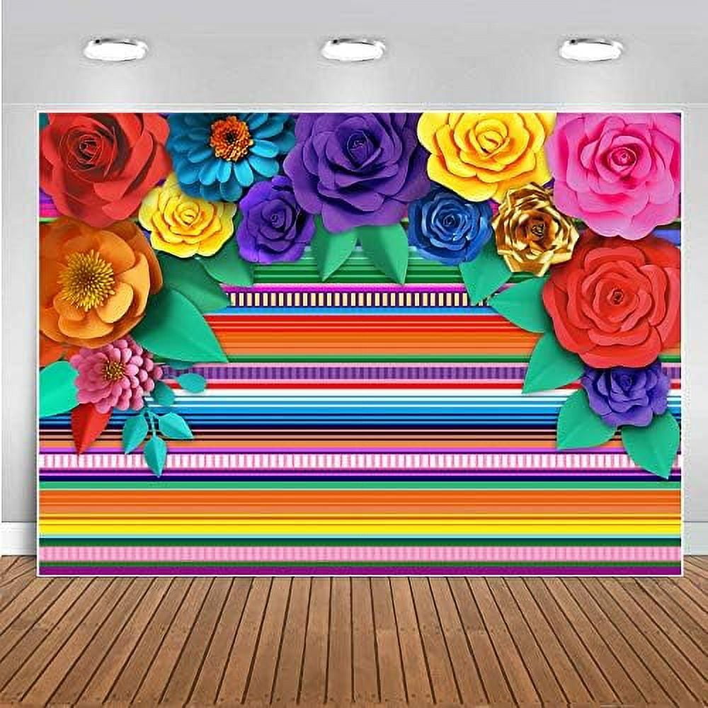 Theme Party Striped Backdrop Fiesta Cinco De Mayo Paper Flowers ...