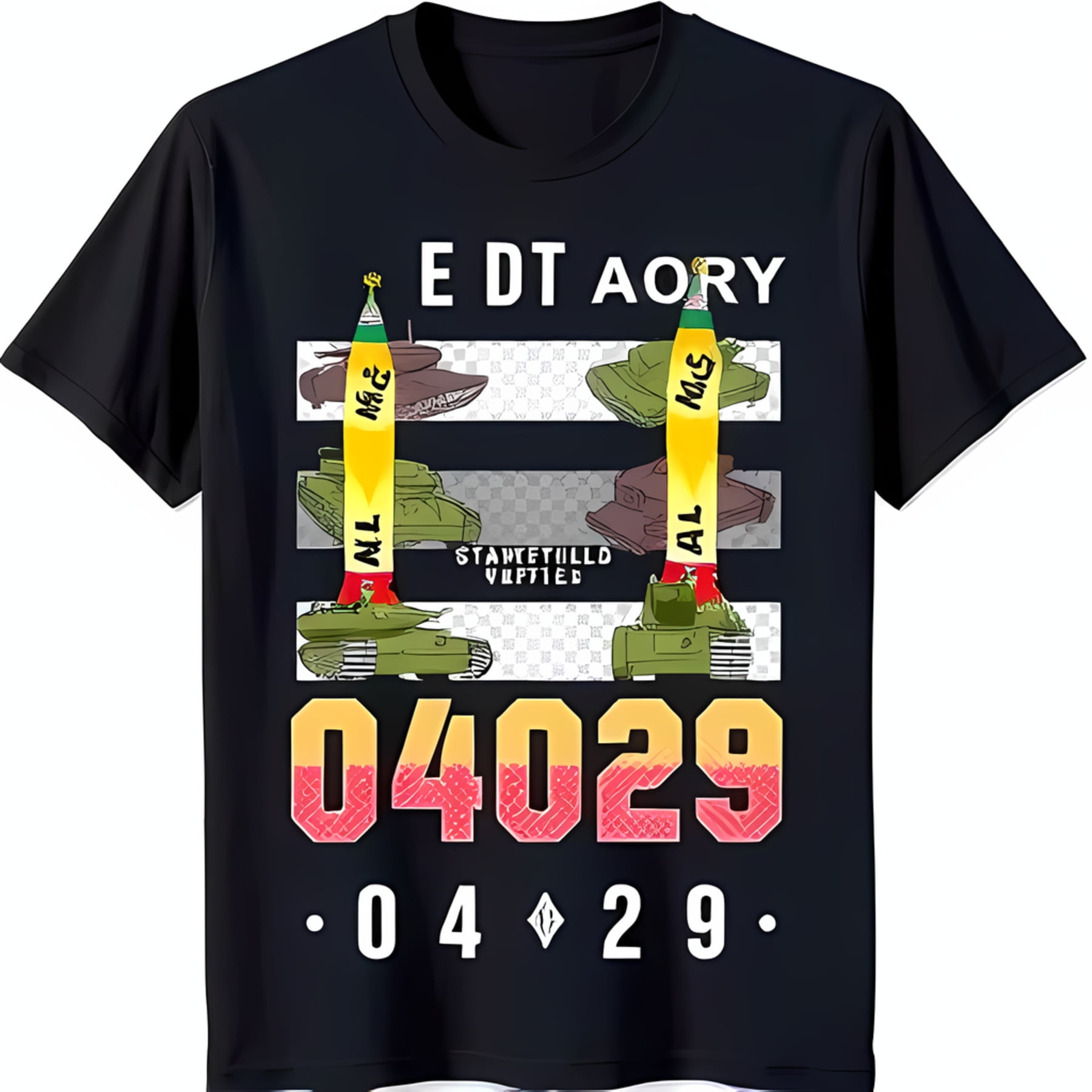 Themed Black Graphic Tee with Tanks and Bold Text - Walmart.com