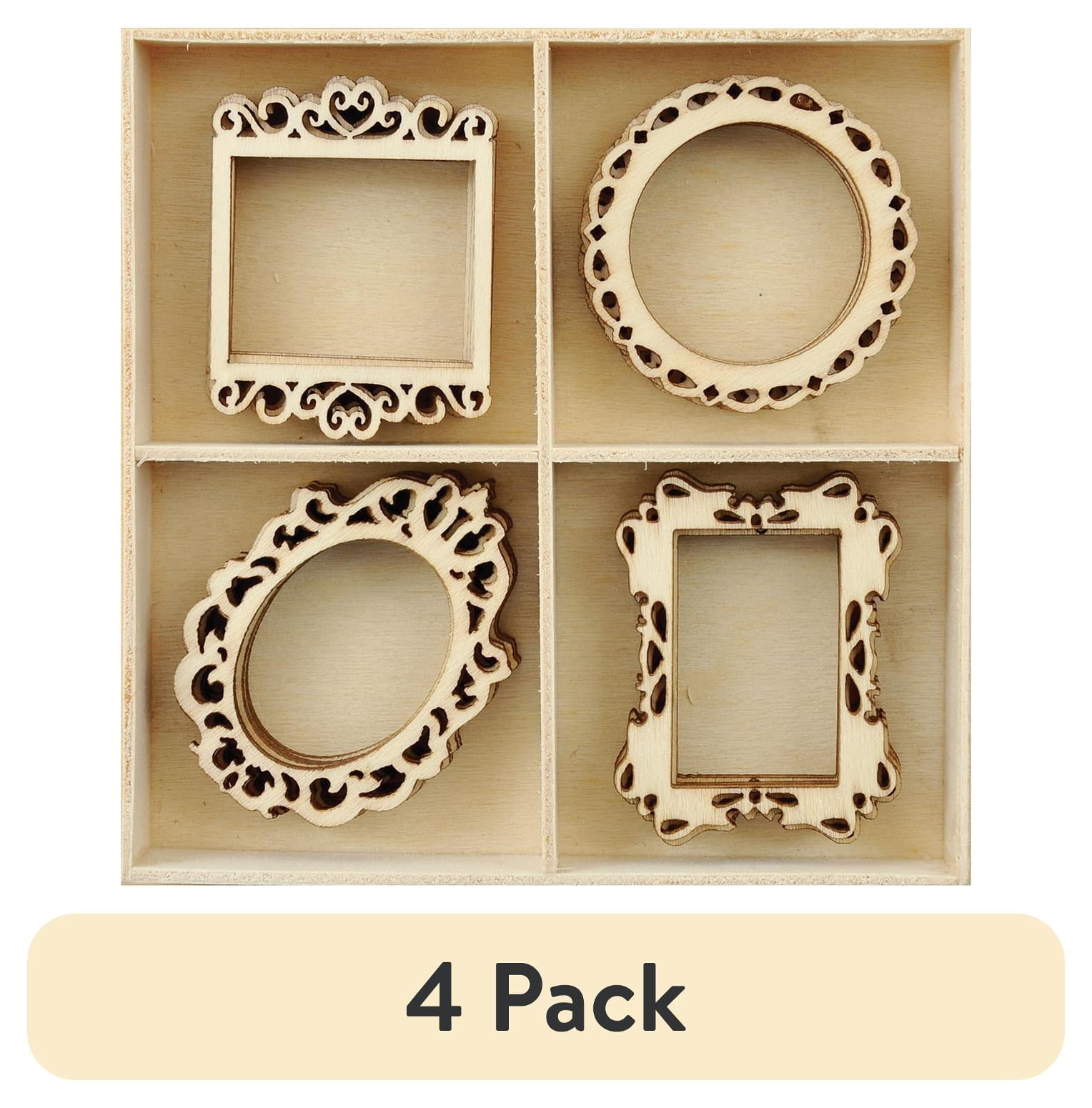 (4 pack) Themed Mini Wooden Flourishes 20/Pkg-Frames - Walmart.com