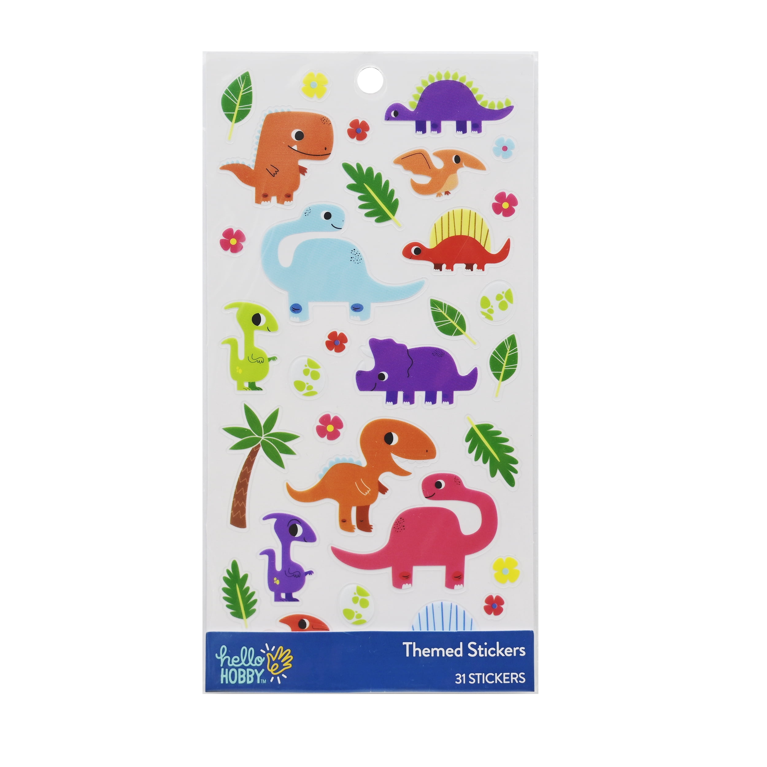 Hello Hobby Multicolor Dinosaurs Themed Stickers, 31 Count - Walmart.com