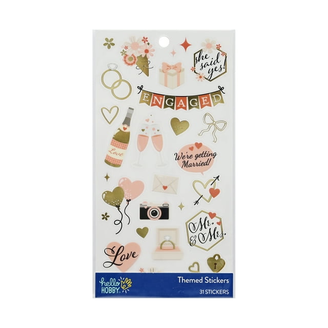 Hello Hobby Multicolor Wedding Engagement Themed Stickers, 31 Count ...