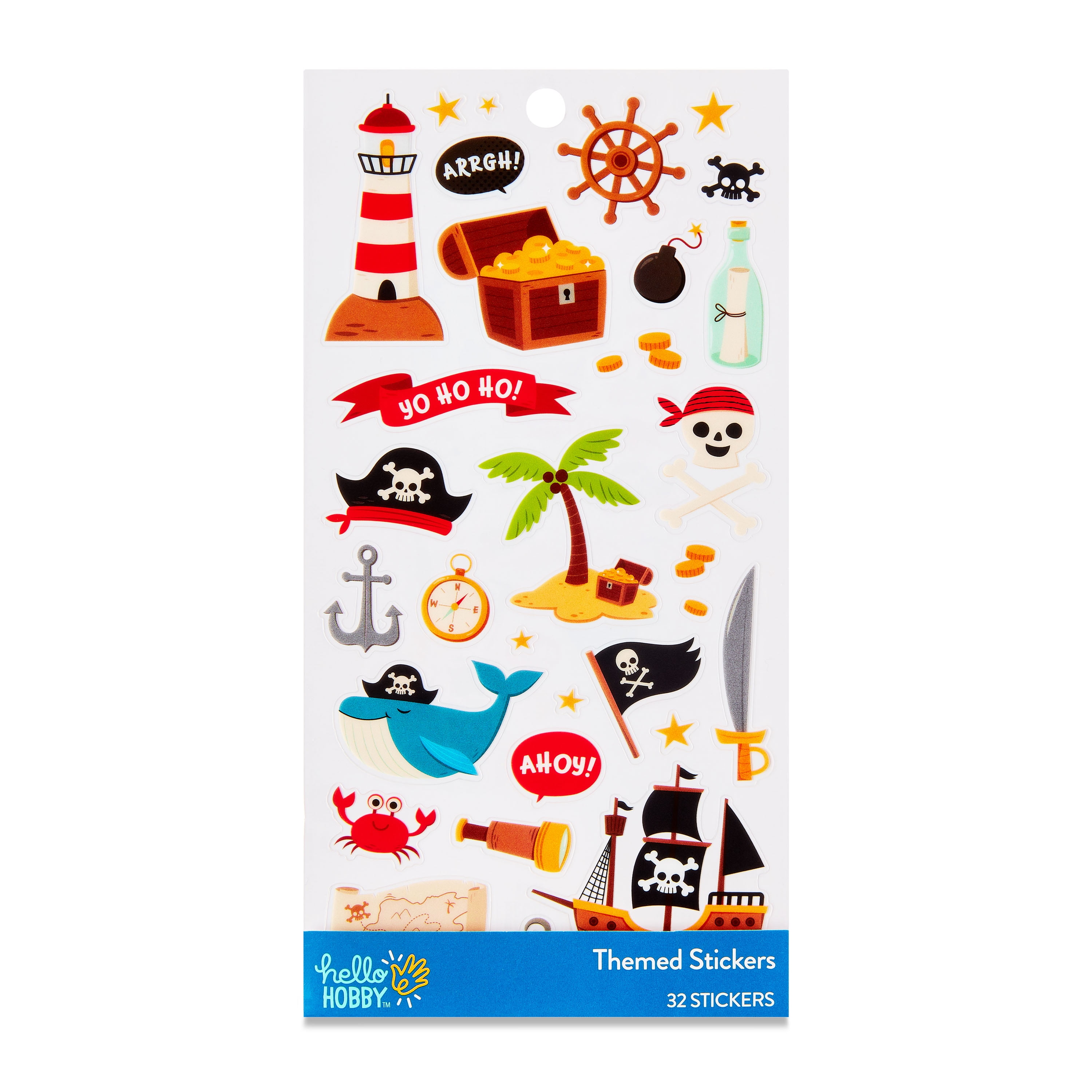 Hello Hobby Pirate Themed Stickers 32 Count for Personalizing Notebooks ...