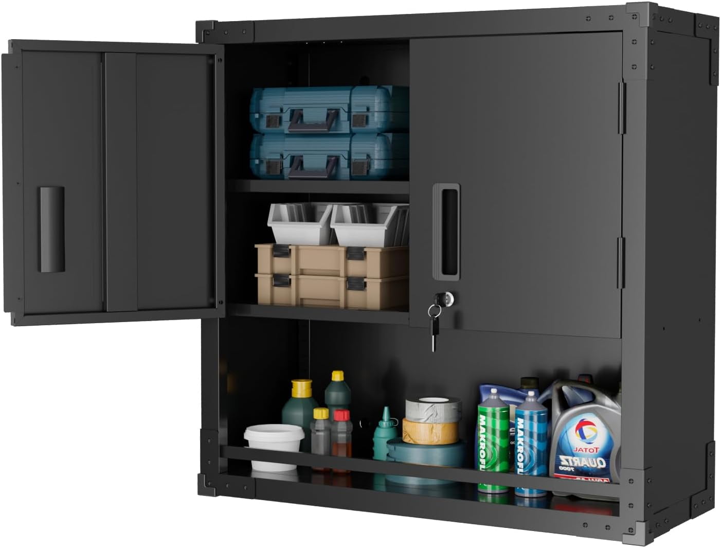 Themis Garage Wall Cabinet with Locking Doors and Adjustable Shelf ...