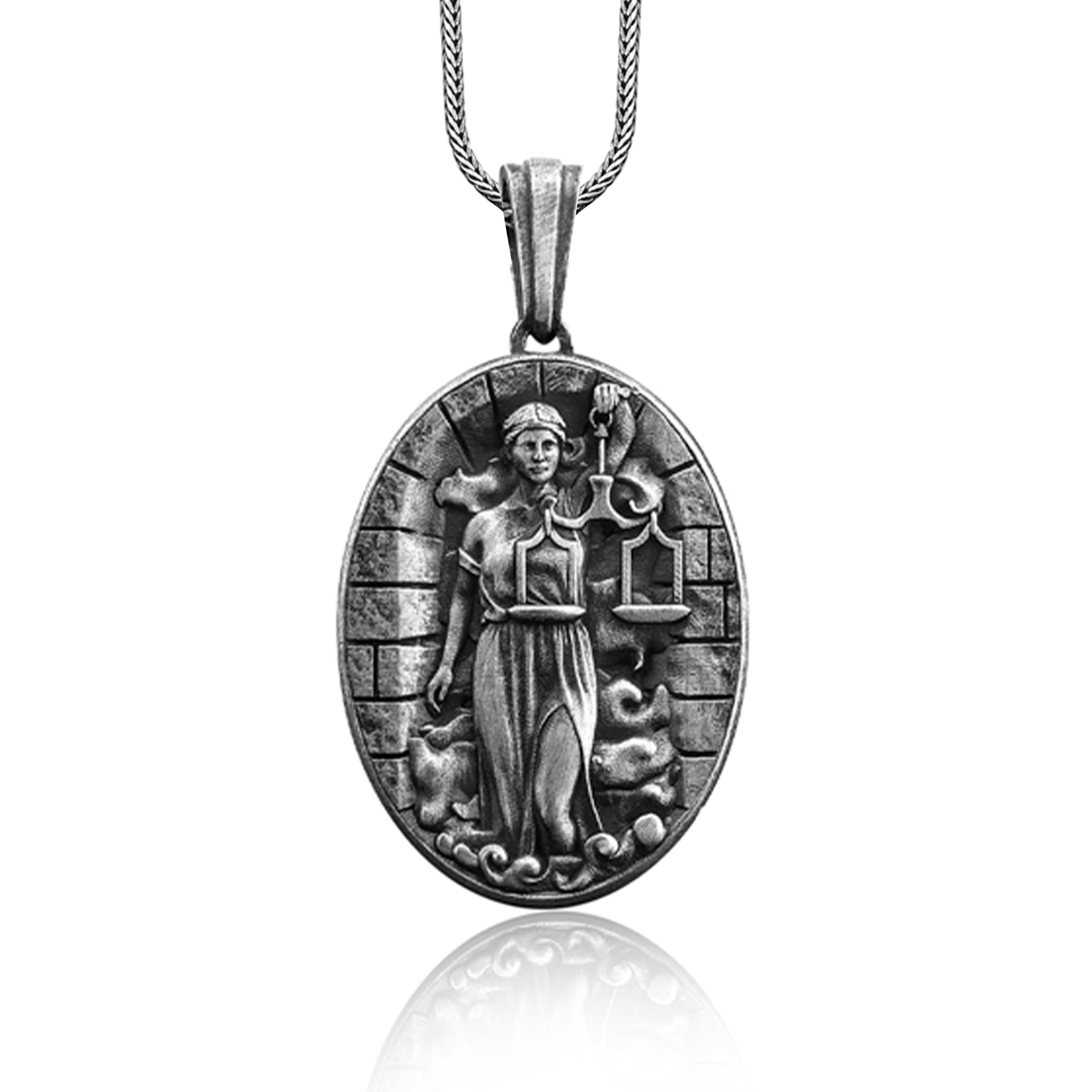 Themis Scales of Justice Silver Necklace for Men, Lawyer Graduation ...