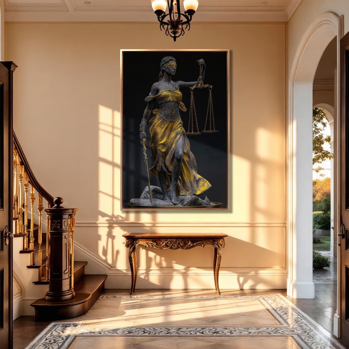 Themis Statue Art Print Bronze & Gold Style Wall Decor Poster Decor For ...