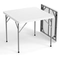 Themis White Card Square Table, 34 inch Foldable Legs Full Table Top ...