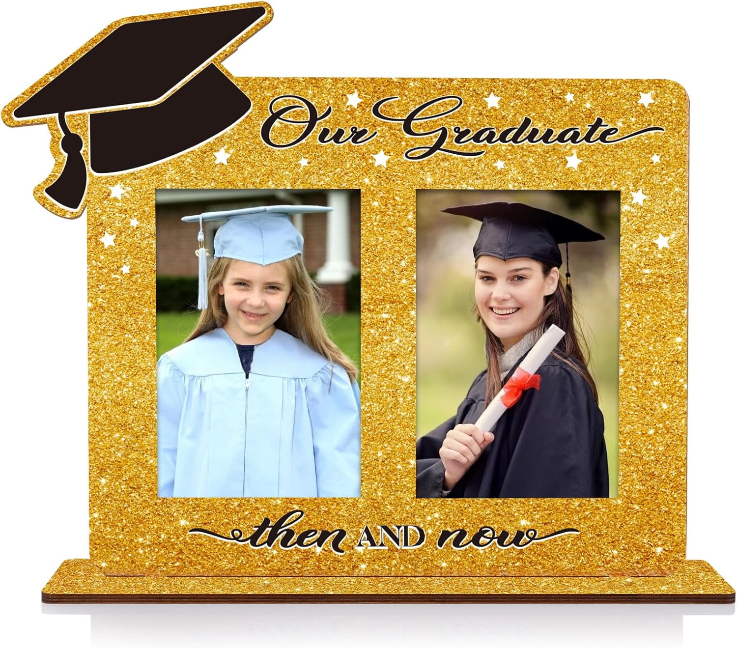 Then and Now Graduation Frames - Graduation Picture Frame 2024 Wood Two ...