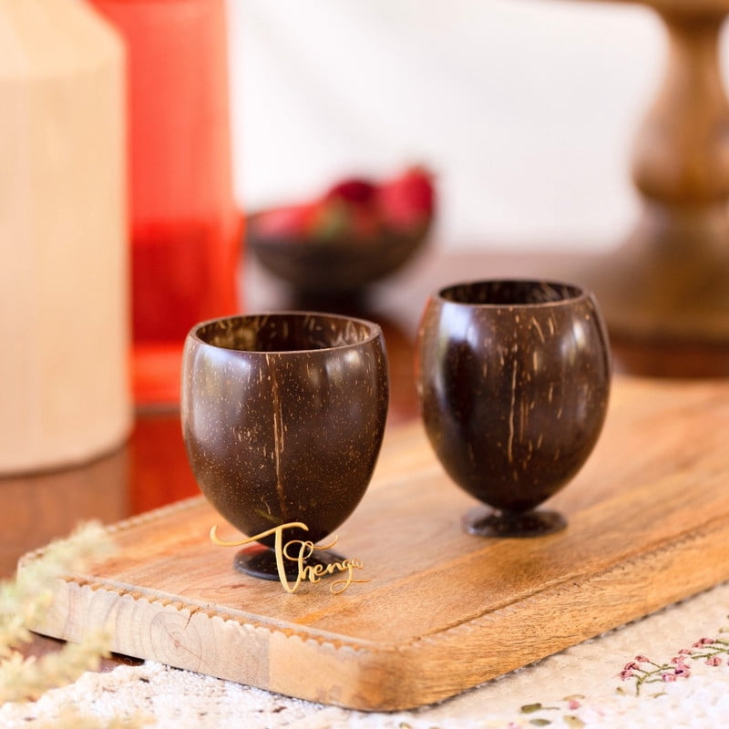 Thenga Coconut Shell Cups | Natural & Handmade | Tea/Coffee/Juice Cups ...