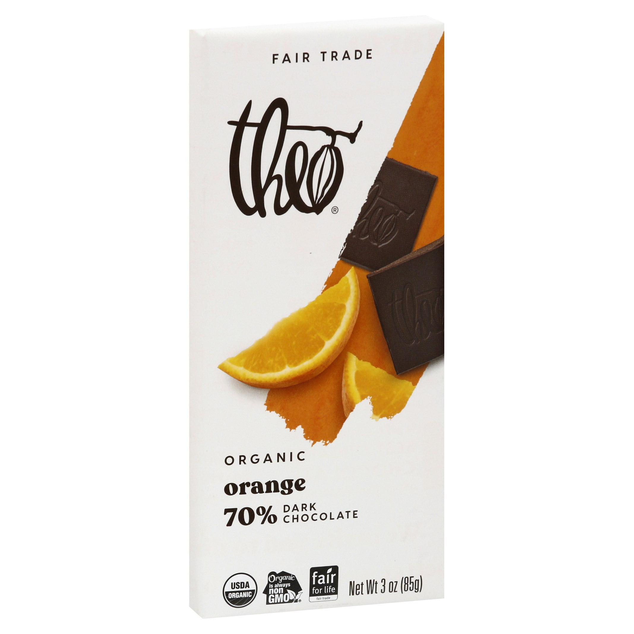 Theo Chocolate Dark Orange Organic Chocolate Bar 3 oz (Pack Of 12 ...