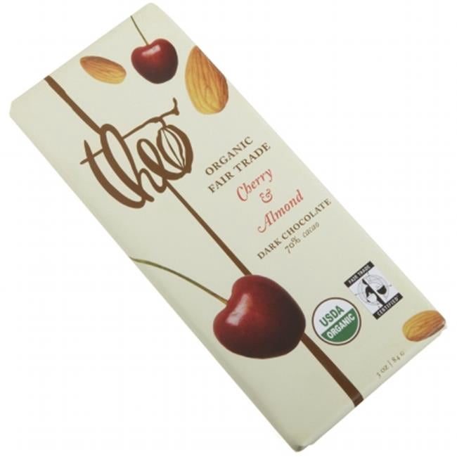 Theo Chocolate Organic Dark Choc Cherry & Almond Bar 3 oz - Walmart.com