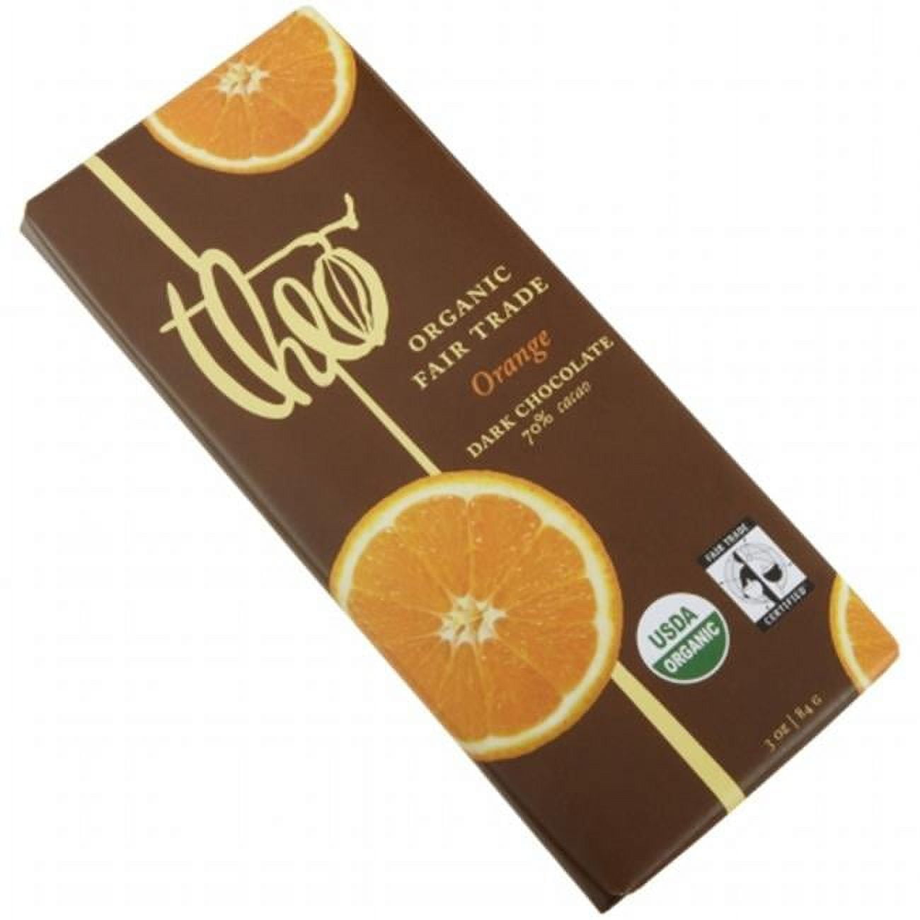 Theo Chocolate Organic Dark Chocolate Bar With Orange - Walmart.com