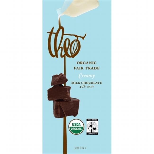 Theo Chocolate Organic Milk Chocolate 45 Percent Cacao Bar - Walmart.com