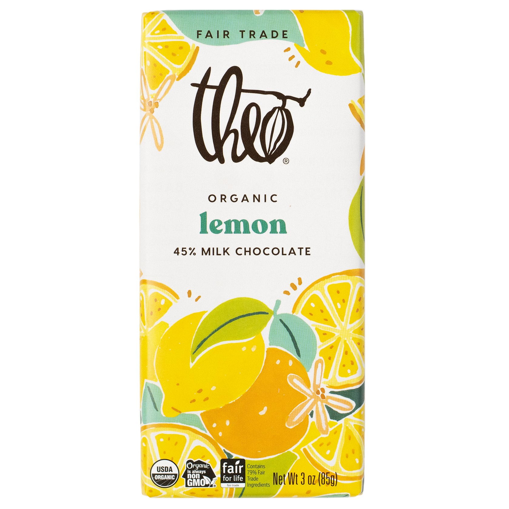 Theo Organic Lemon Milk Chocolate Easter Candy Bar, 3 oz (Package May ...