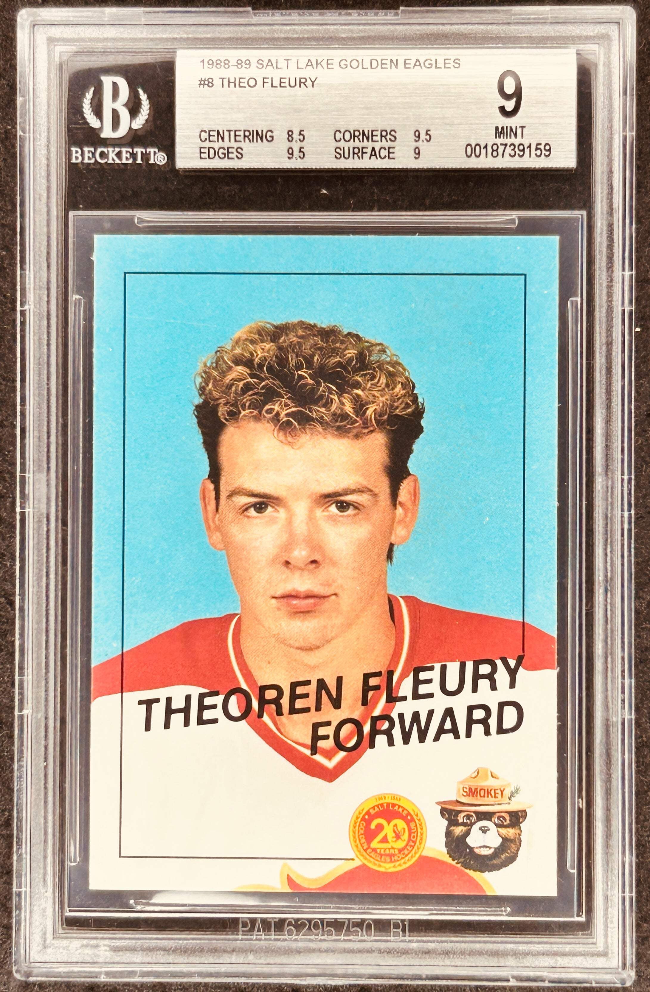 Theo Theoren Fleury 1988-89 Salt Lake pre Rookie Card BGS 9 MINT ...