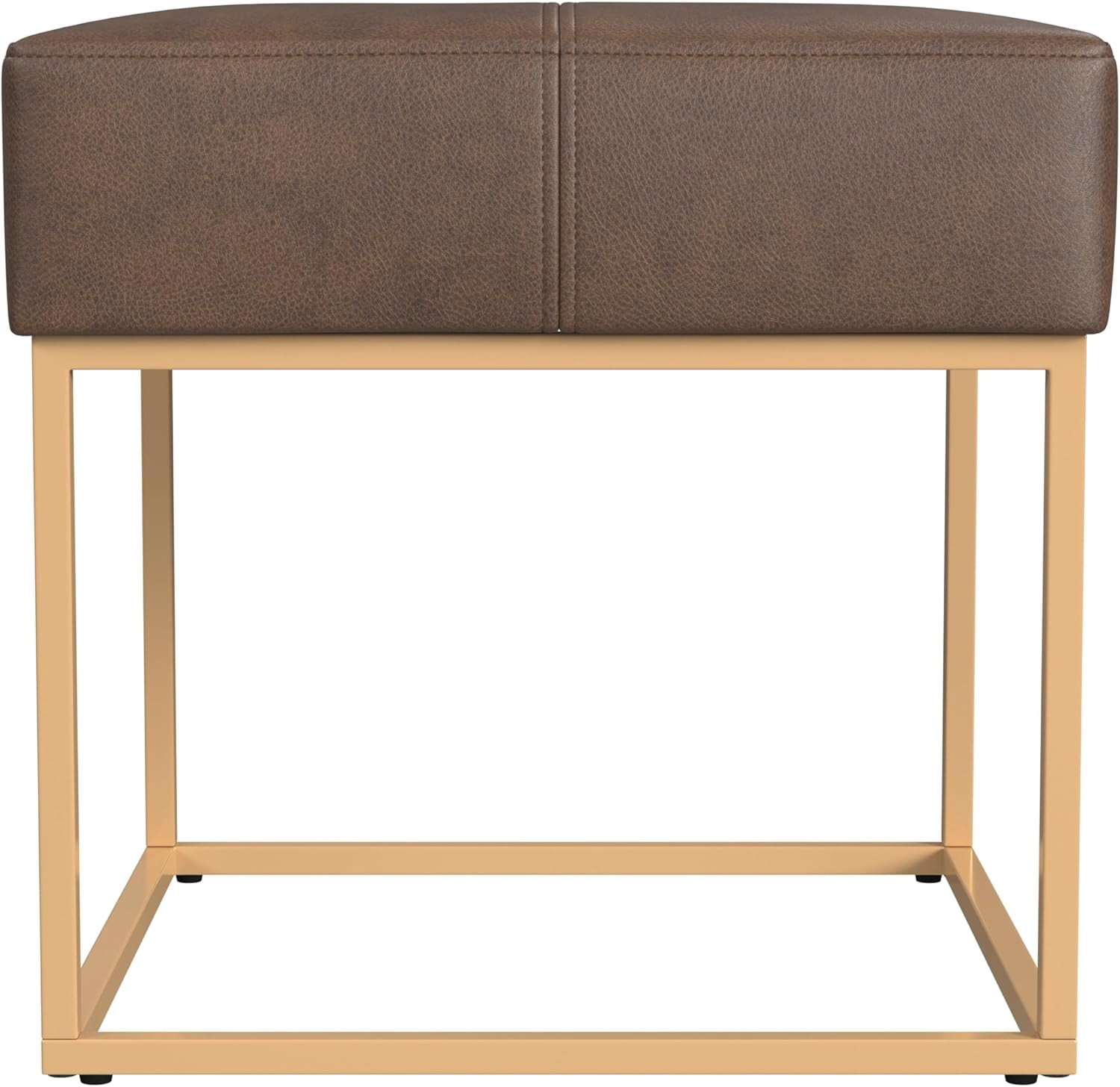 Theodore Channel Tufted Small Ottoman - Carmel Faux Leather - Walmart.com