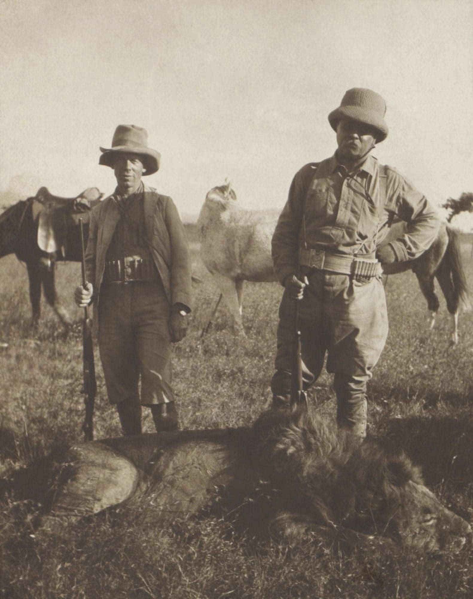 Theodore Roosevelt And Local Scout Leslie Tarleton Stand Over A Dead ...
