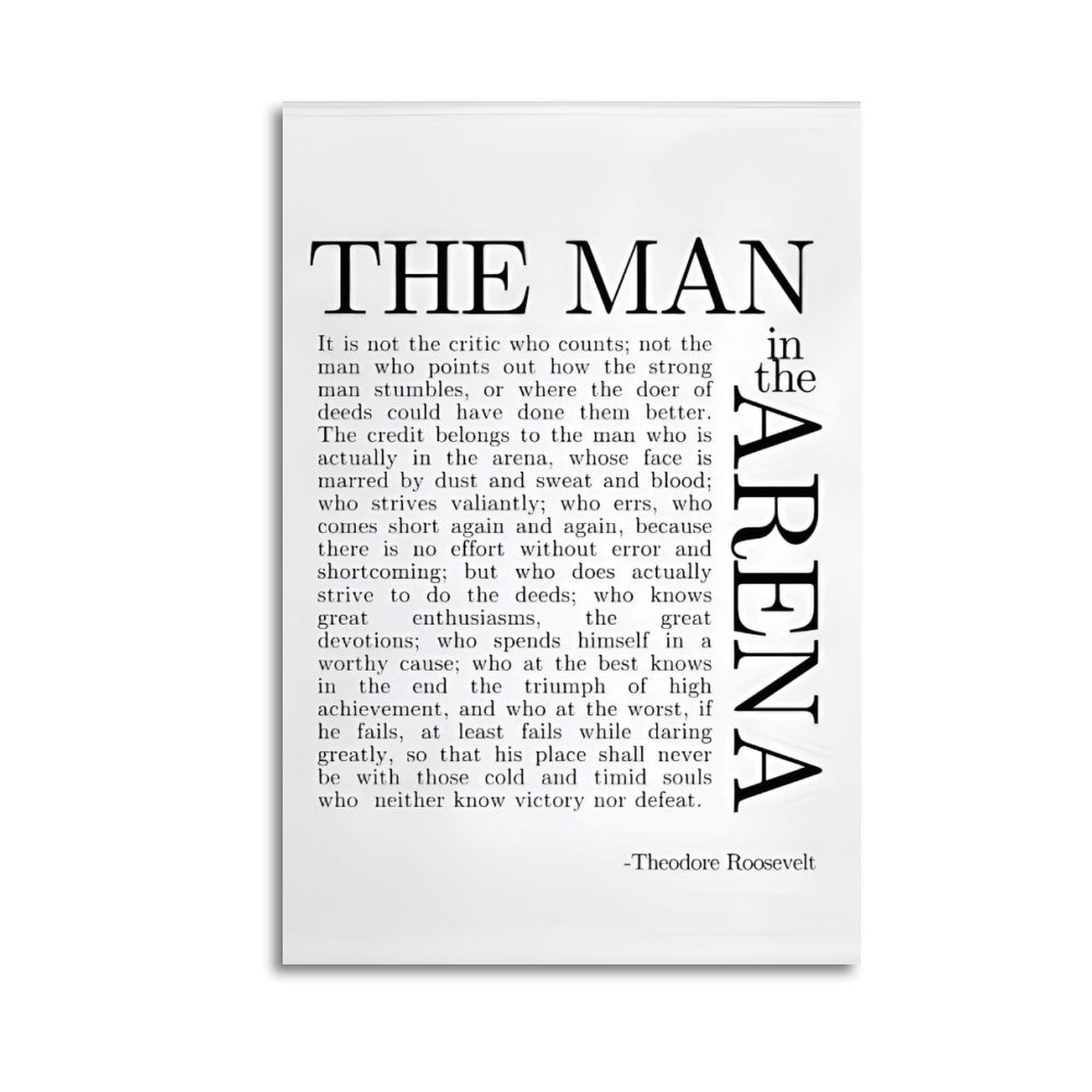Theodore Roosevelt Quote The Man in The Arena Poster Great Wall Art for ...