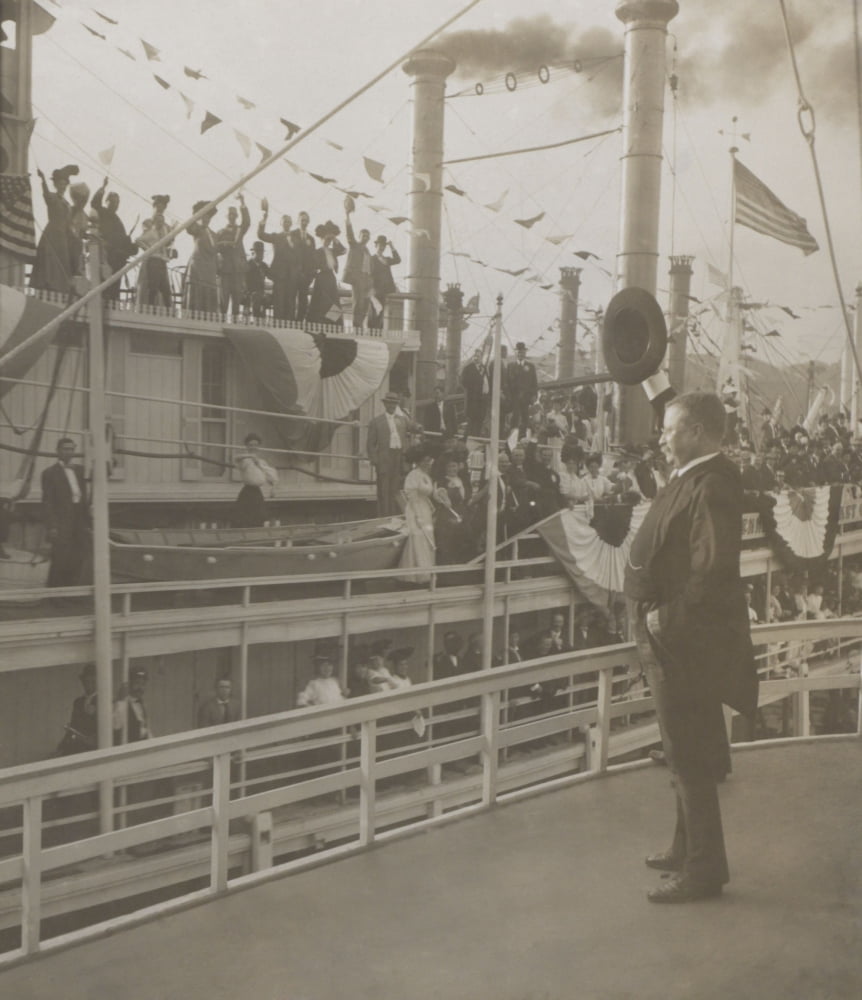 Theodore Roosevelt Waving To Passengers On Another Ship History (18 x ...