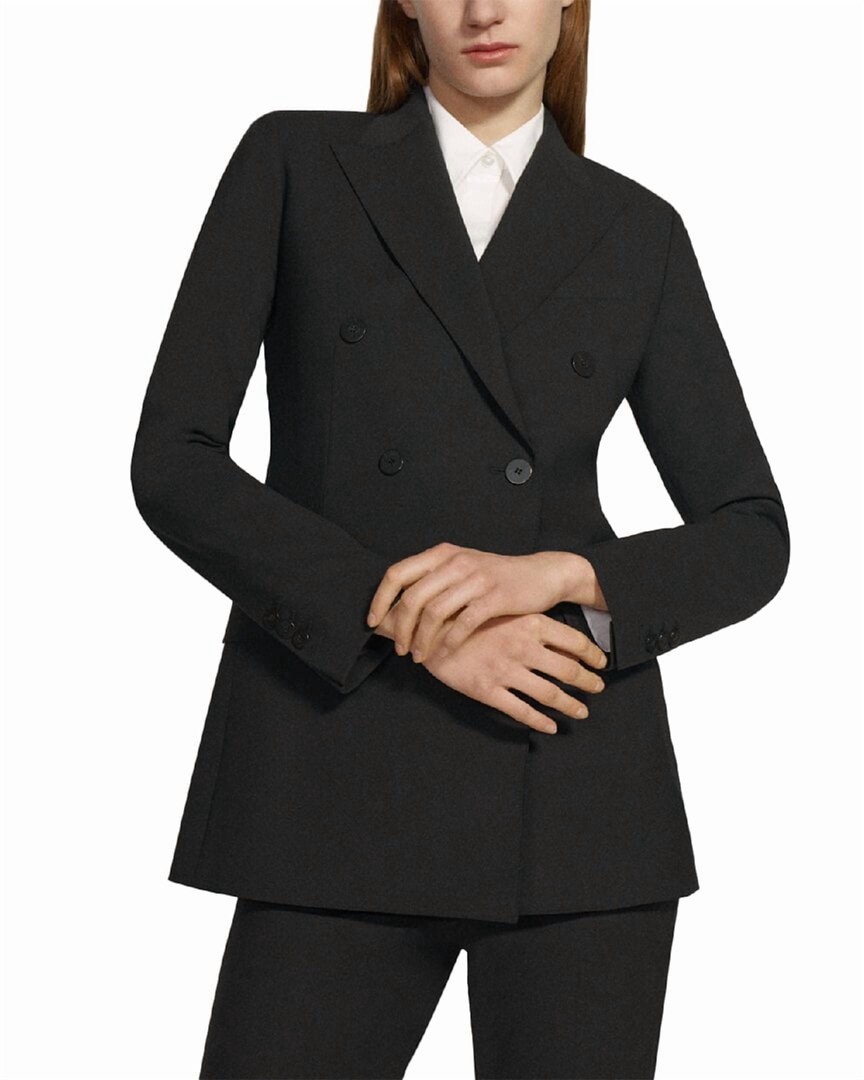 Theory womens Double-Breasted Tailor Wool-Blend Jacket, 00, Black ...