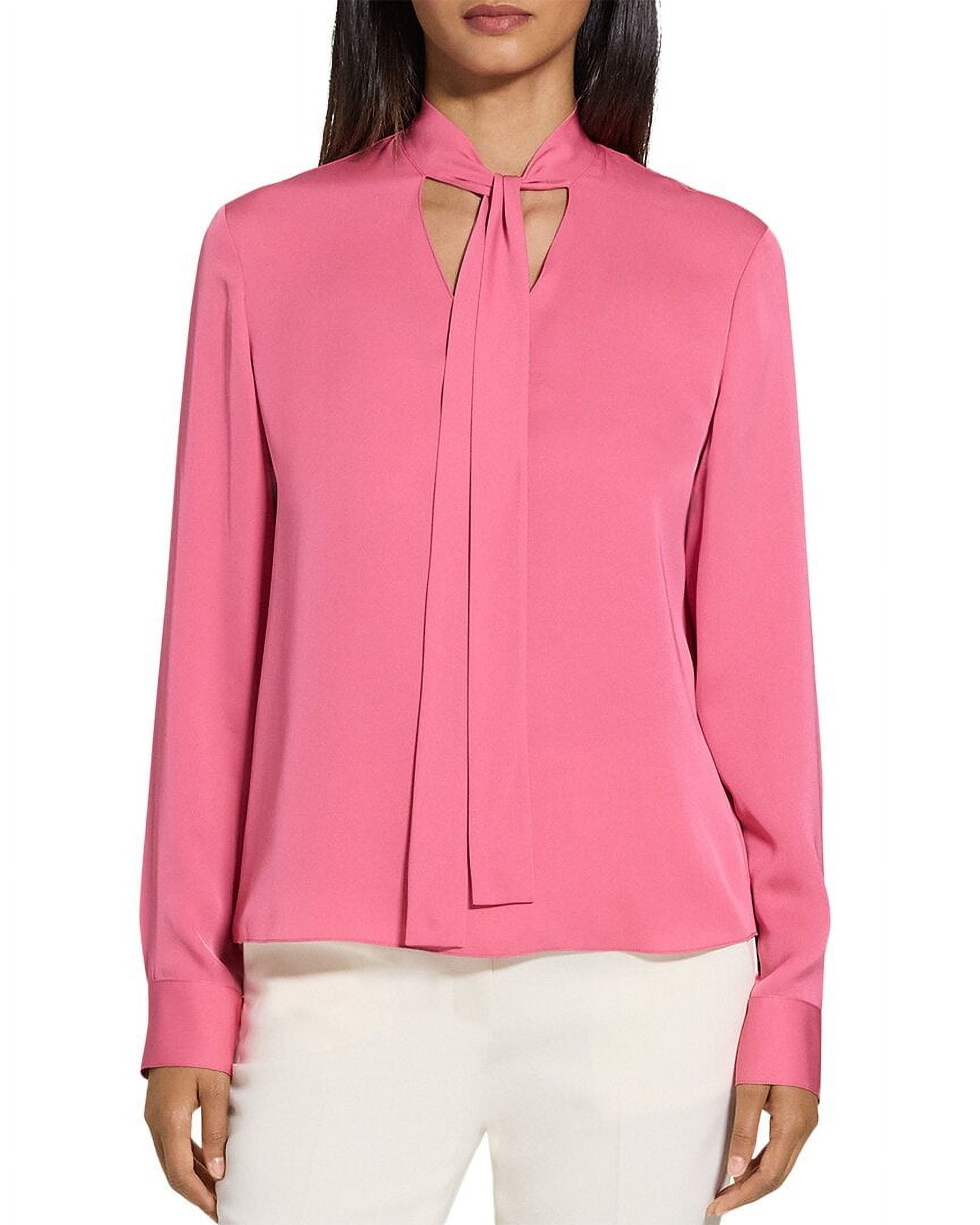 Theory womens Open Neck Silk Tie Blouse, p - Walmart.com