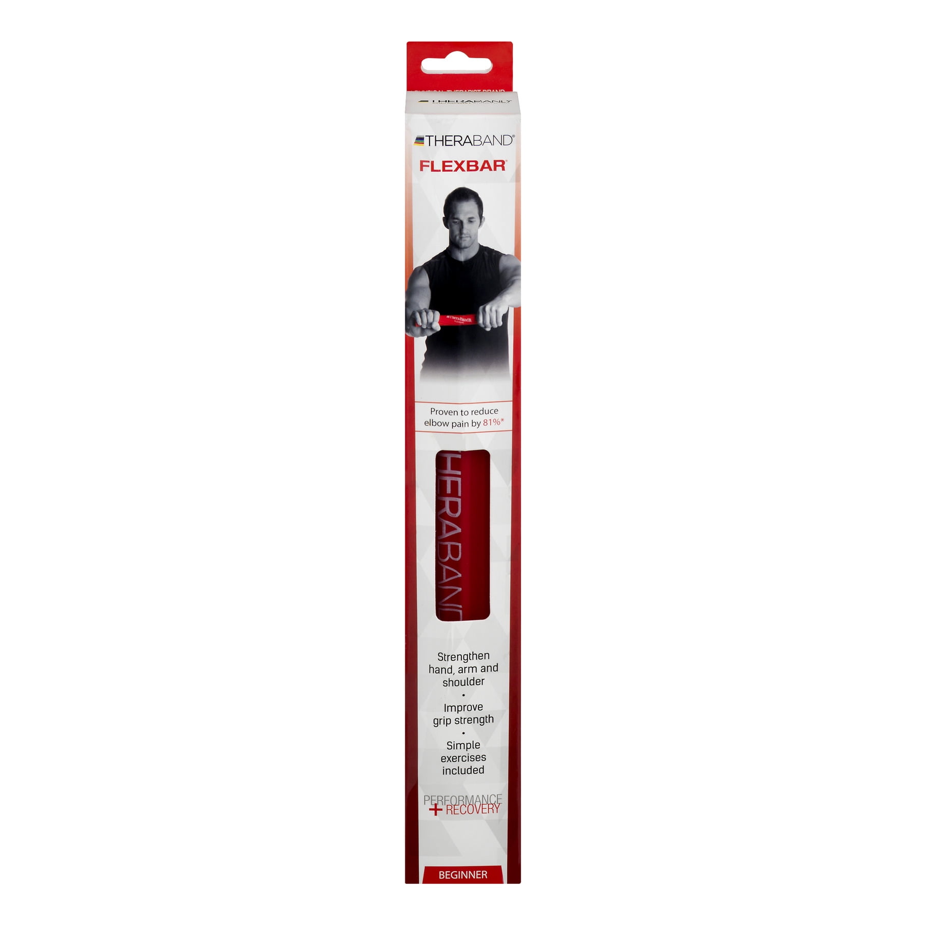 TheraBand FlexBar Resistance Bar, Red, Light, Beginner Level 2 ...