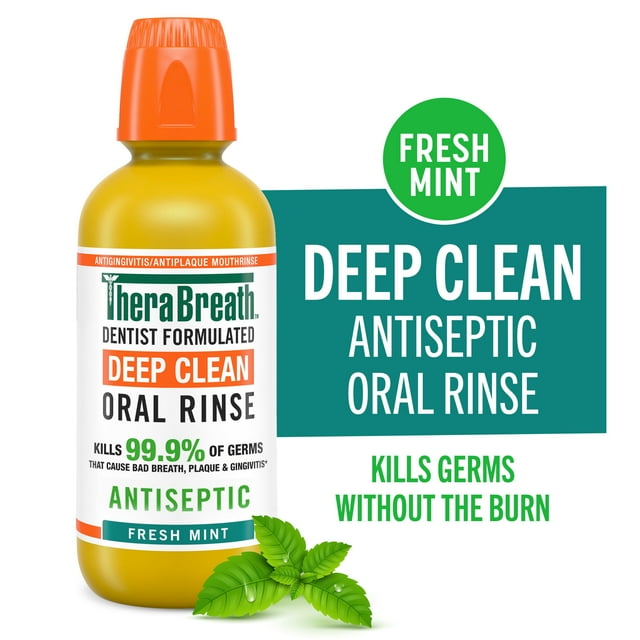 TheraBreath Deep Clean Mouthwash, Fresh Mint Flavor, Alcohol Free,16 fl ...
