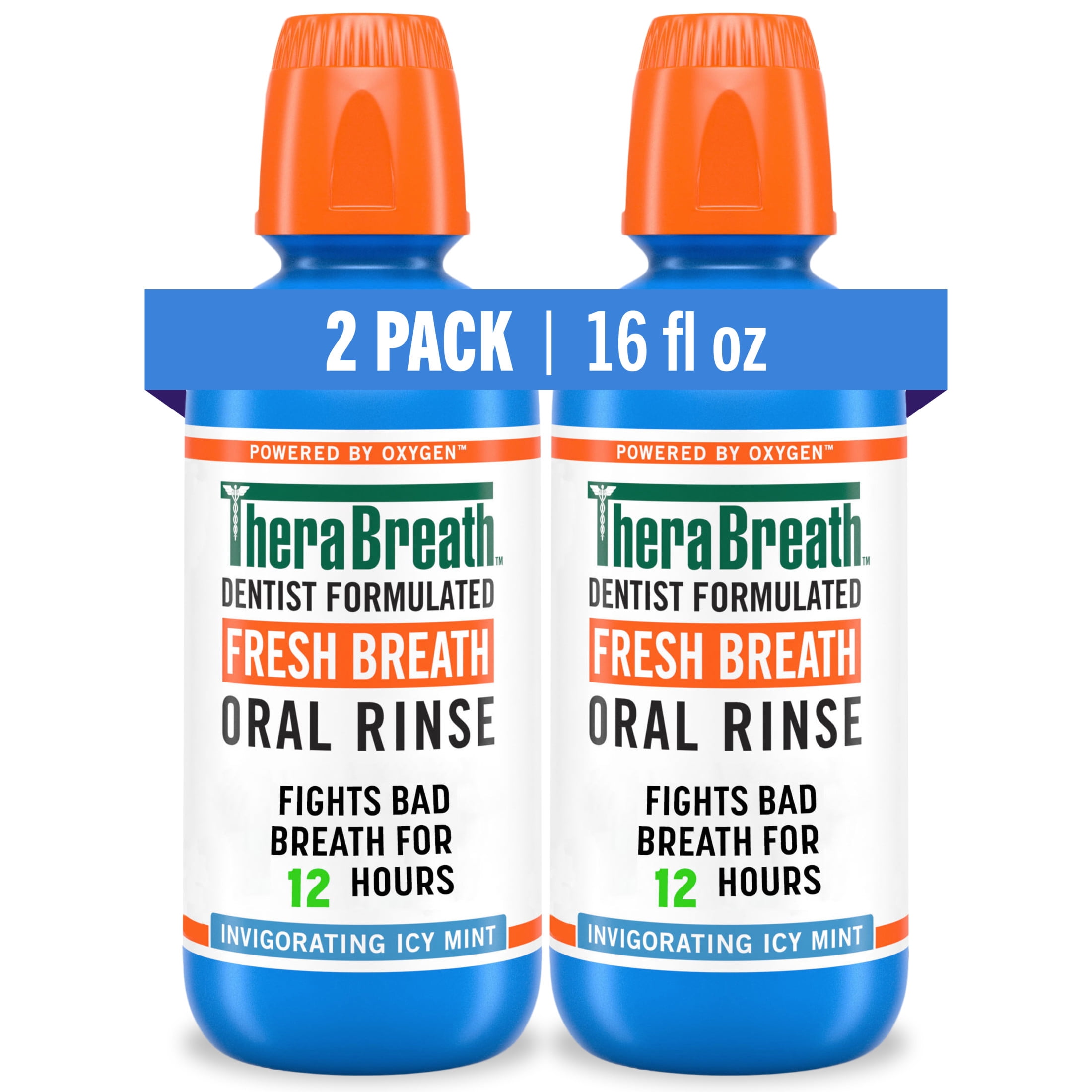 TheraBreath Fresh Breath Oral Rinse, Icy Mint Flavor, Alcohol Free ...