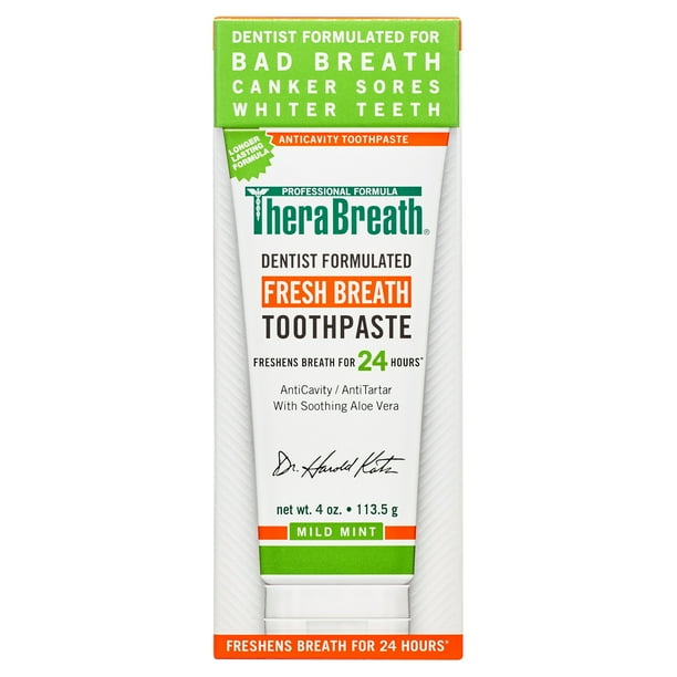 TheraBreath Dentist Recommended Fresh Breath Toothpaste, 4 oz - Walmart ...