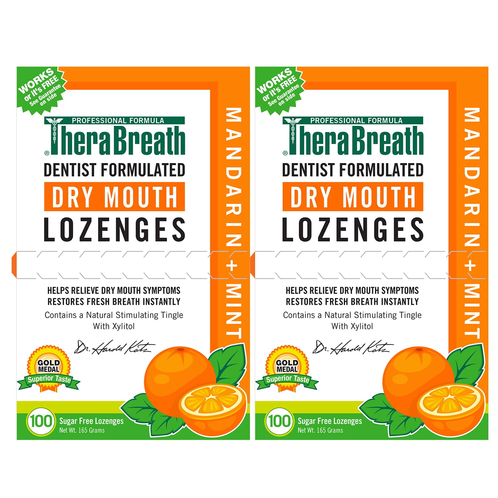 TheraBreath Dry Mouth Lozenges TSF6 with Zinc, 100 Lozenges, Mandarin ...