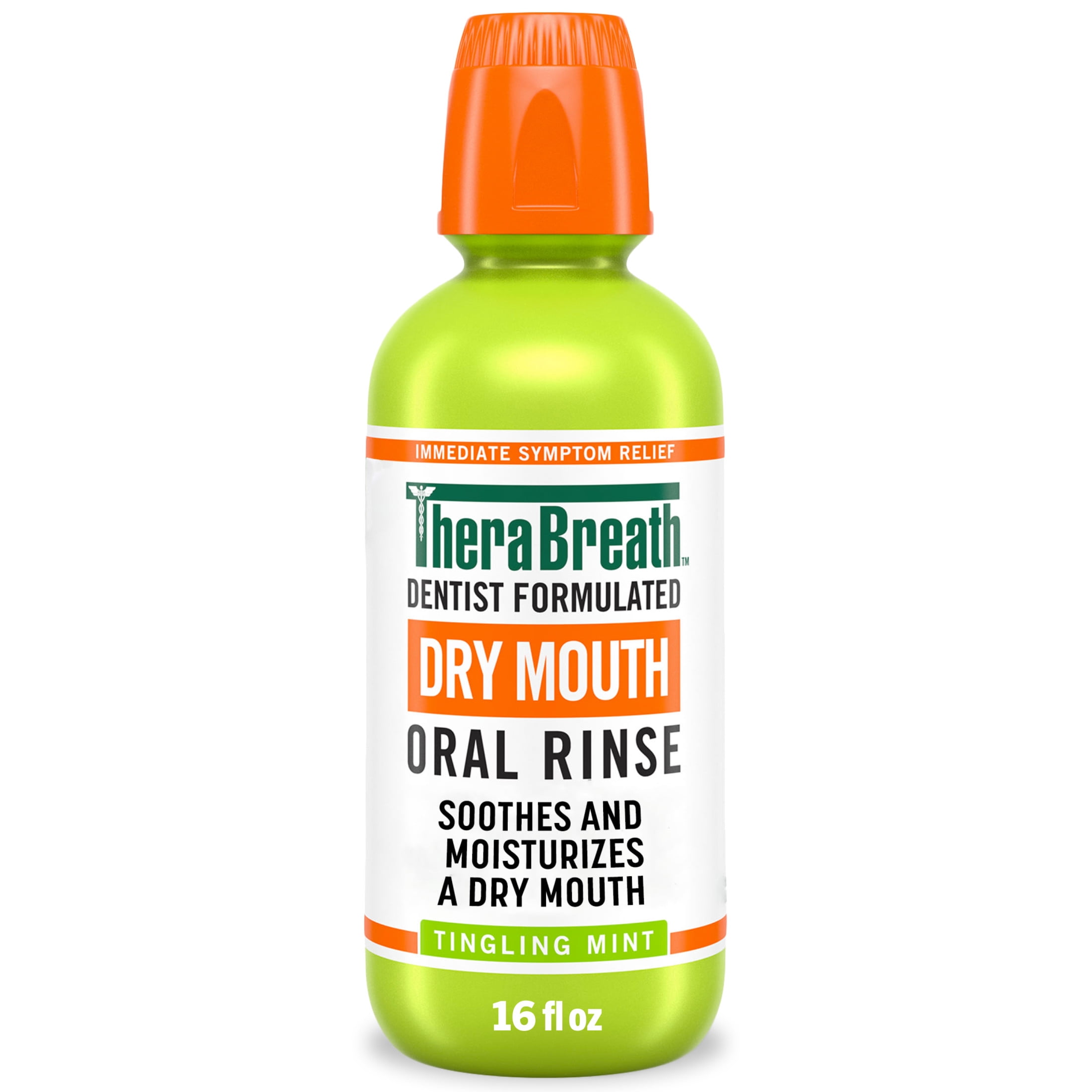 TheraBreath Dry Mouth Oral Rinse, Tingling Mint, Dentist Formulated, 16 ...