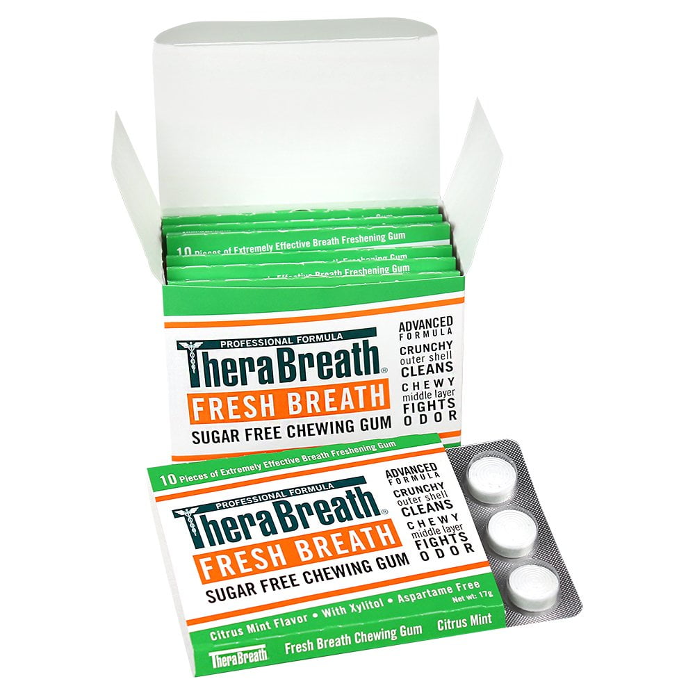 TheraBreath Fresh Breath Chewing DHF10 Gum with ZINC, Citrus Mint ...